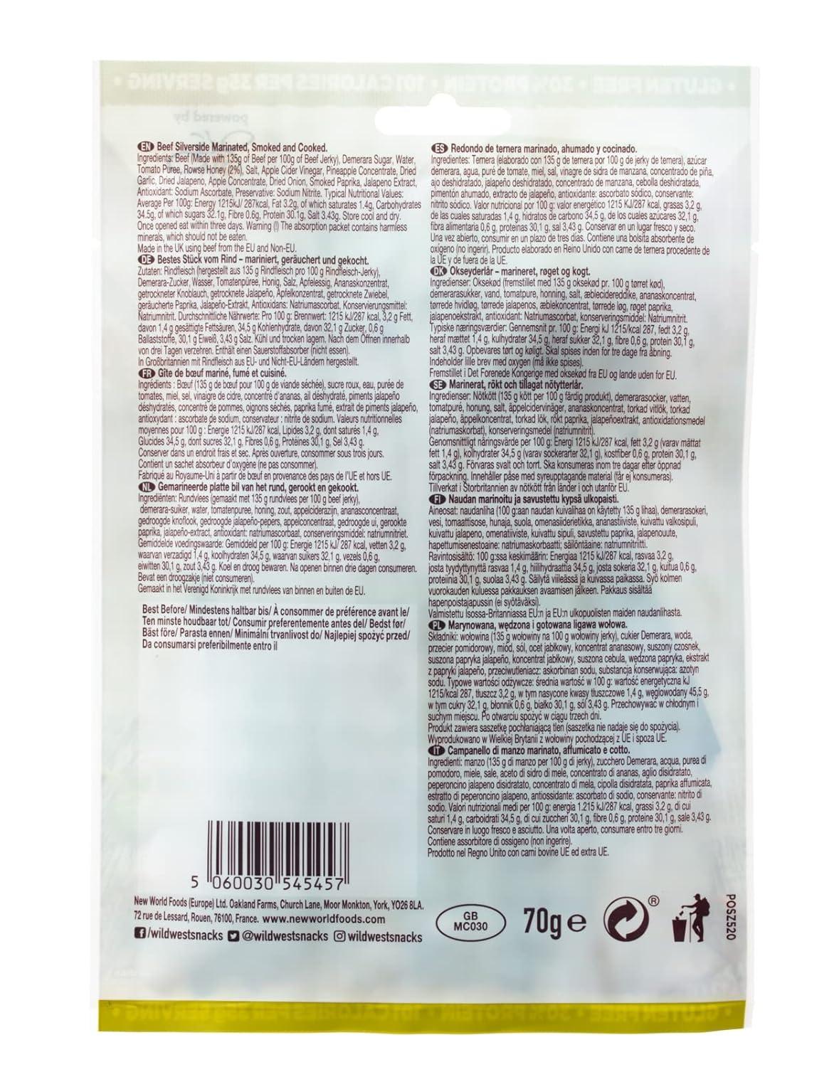 Wild West Beef Jerky - Jalapeno 70g | High Protein Dried Meat Snack ...