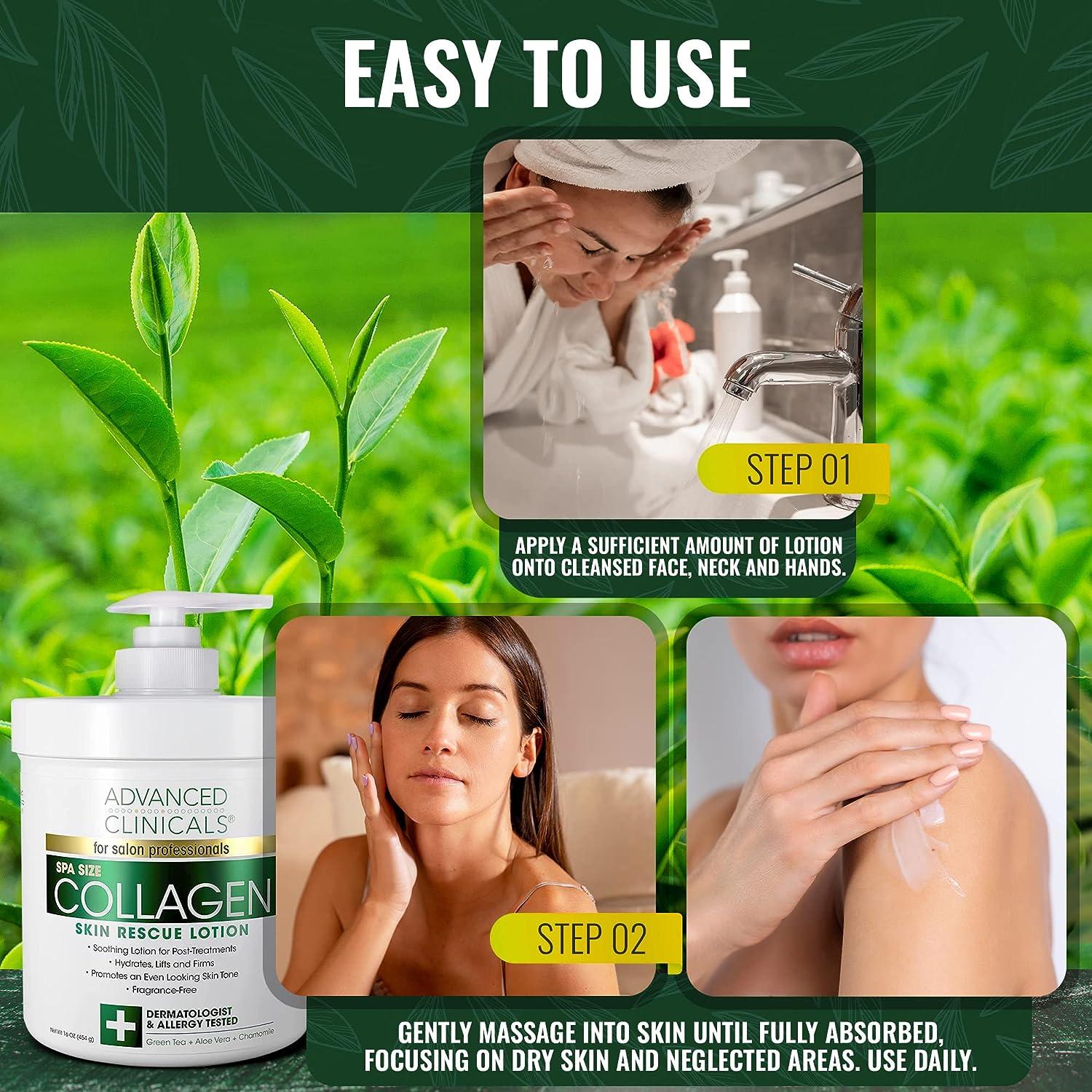 Advanced Clinicals Collagen & Hyaluronic Acid Face Lotion + Body Cream ...