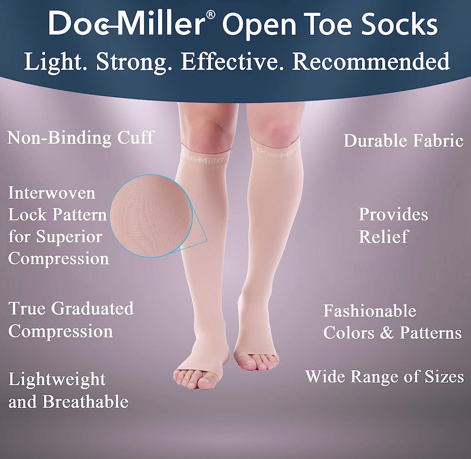 Doc Miller Open Toe Compression Socks 20-30mmHg Support for Circulation ...