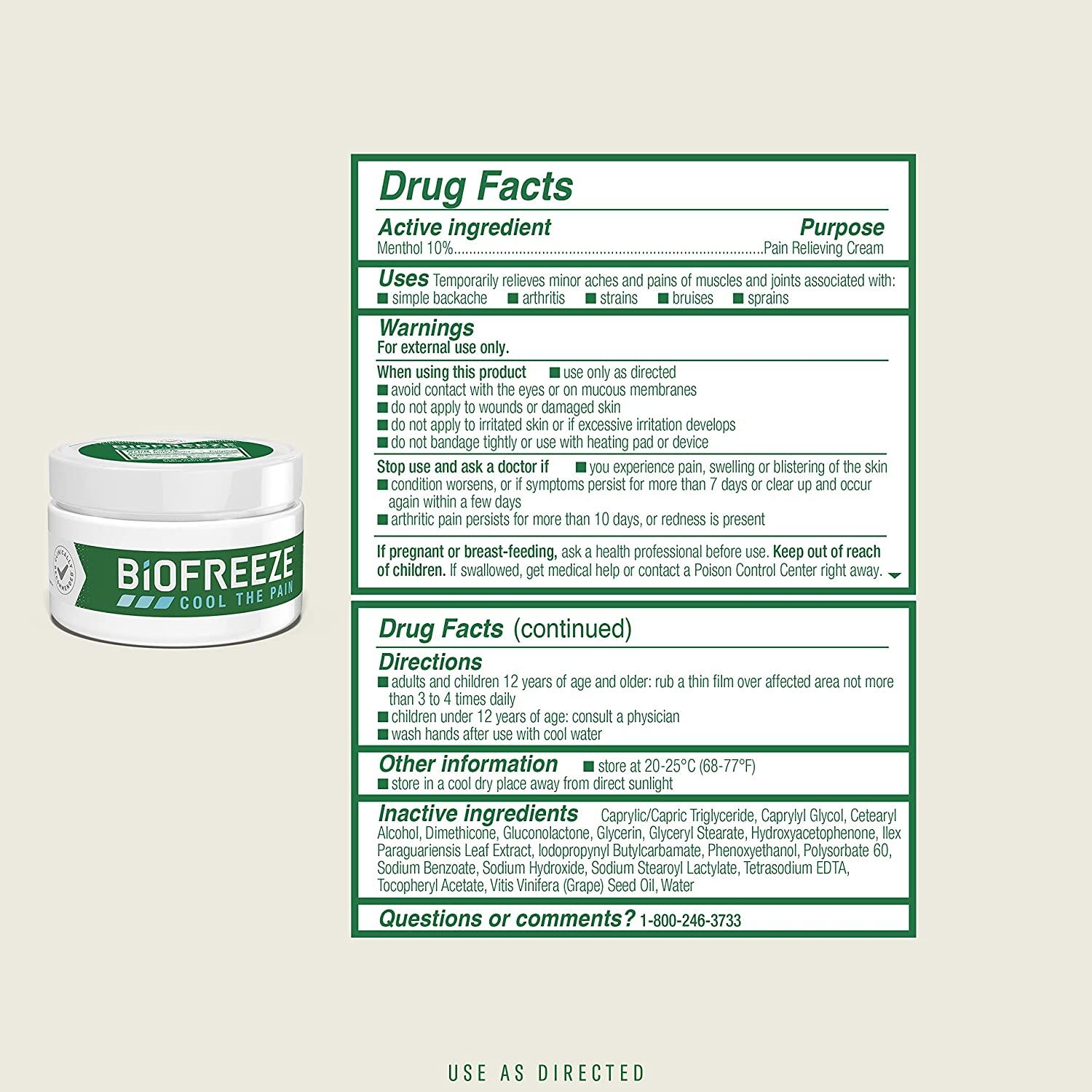 Biofreeze 3 oz Menthol Pain Relieving Cream for Sore Muscles, Arthritis & Joint Pain | Buy Now ...