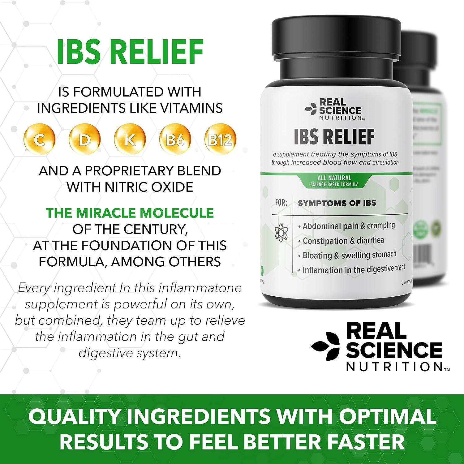 Real Science Nutrition IBS Relief: Natural Supplement for Gas, Bloating ...