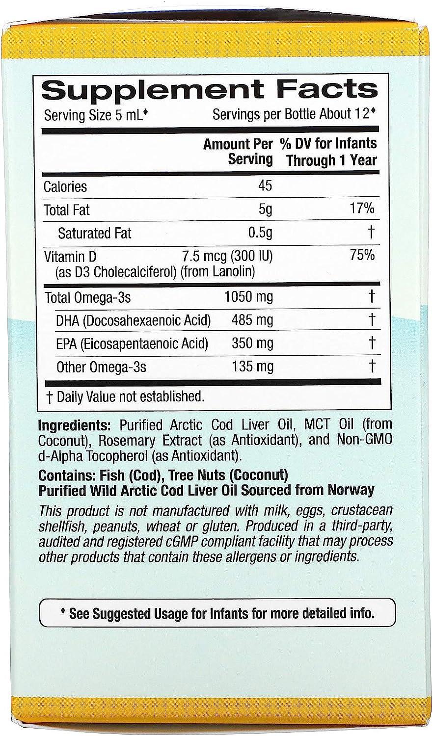 California Gold Nutrition Baby's DHA Omega-3 with Vitamin D3 1050mg 2 ...