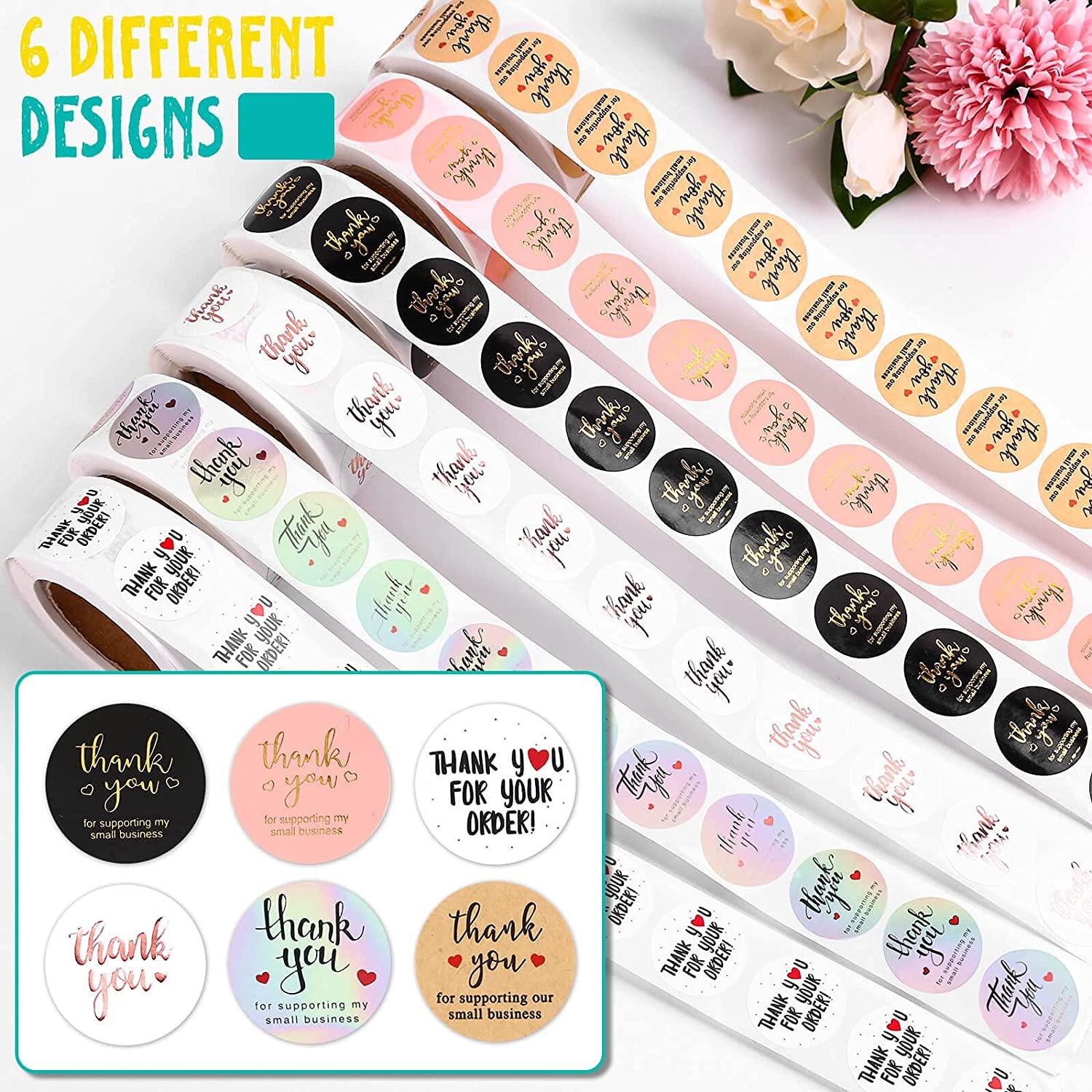 3000pcs Thank You Stickers Evatage 6 Rolls 1 Inch Thank You Label ...