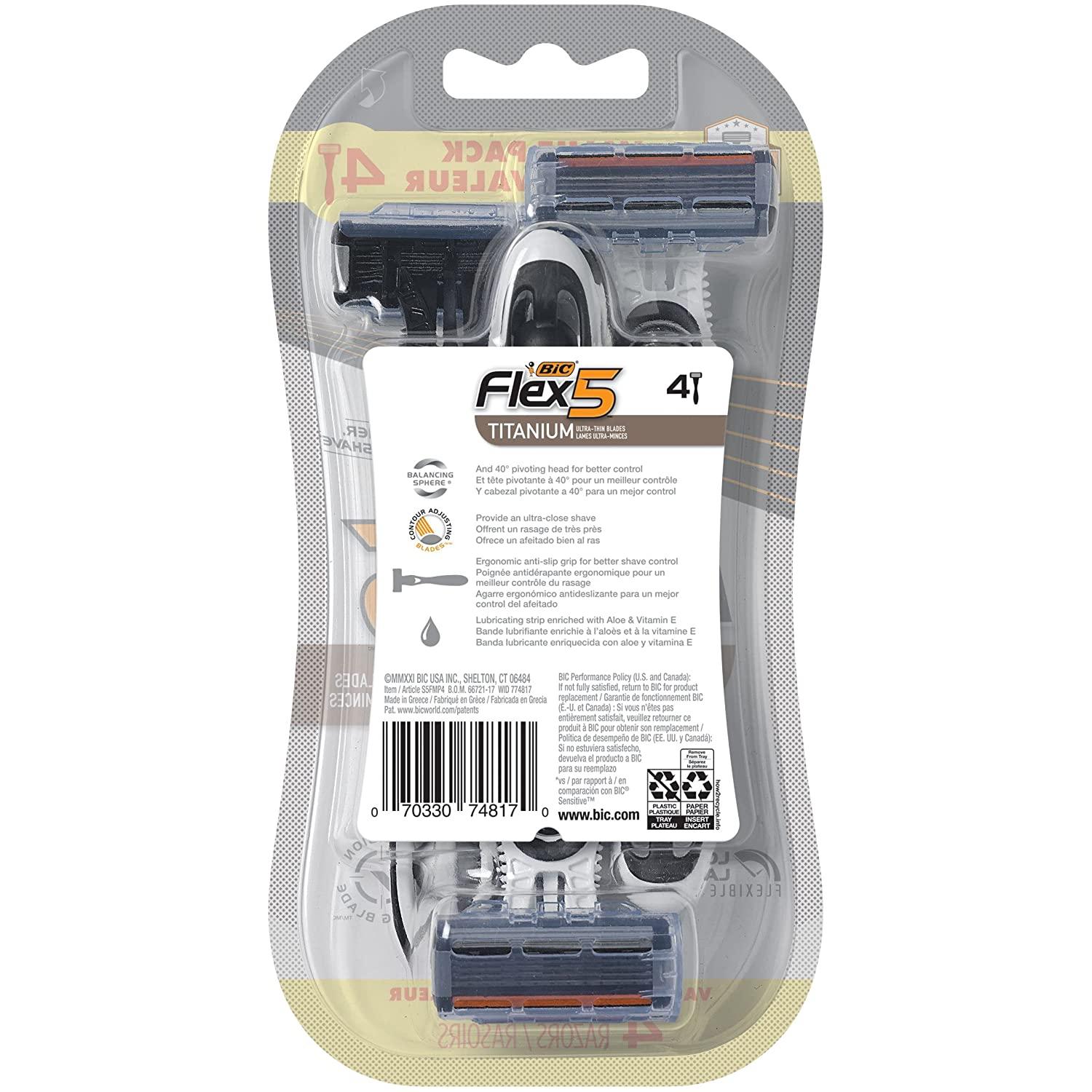 BIC Flex 5 Men's Disposable Razors for Sensitive Skin - 4-Pack Set ...