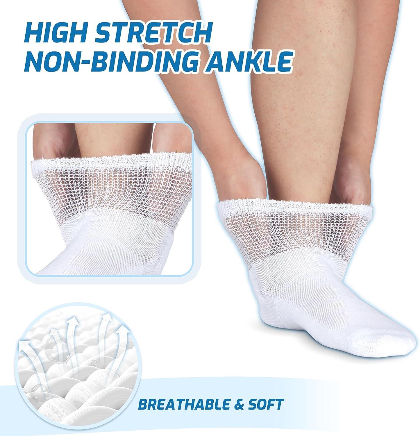 LIN Diabetic Socks for Men & Women - Non-Binding Circulatory Extra Wide ...