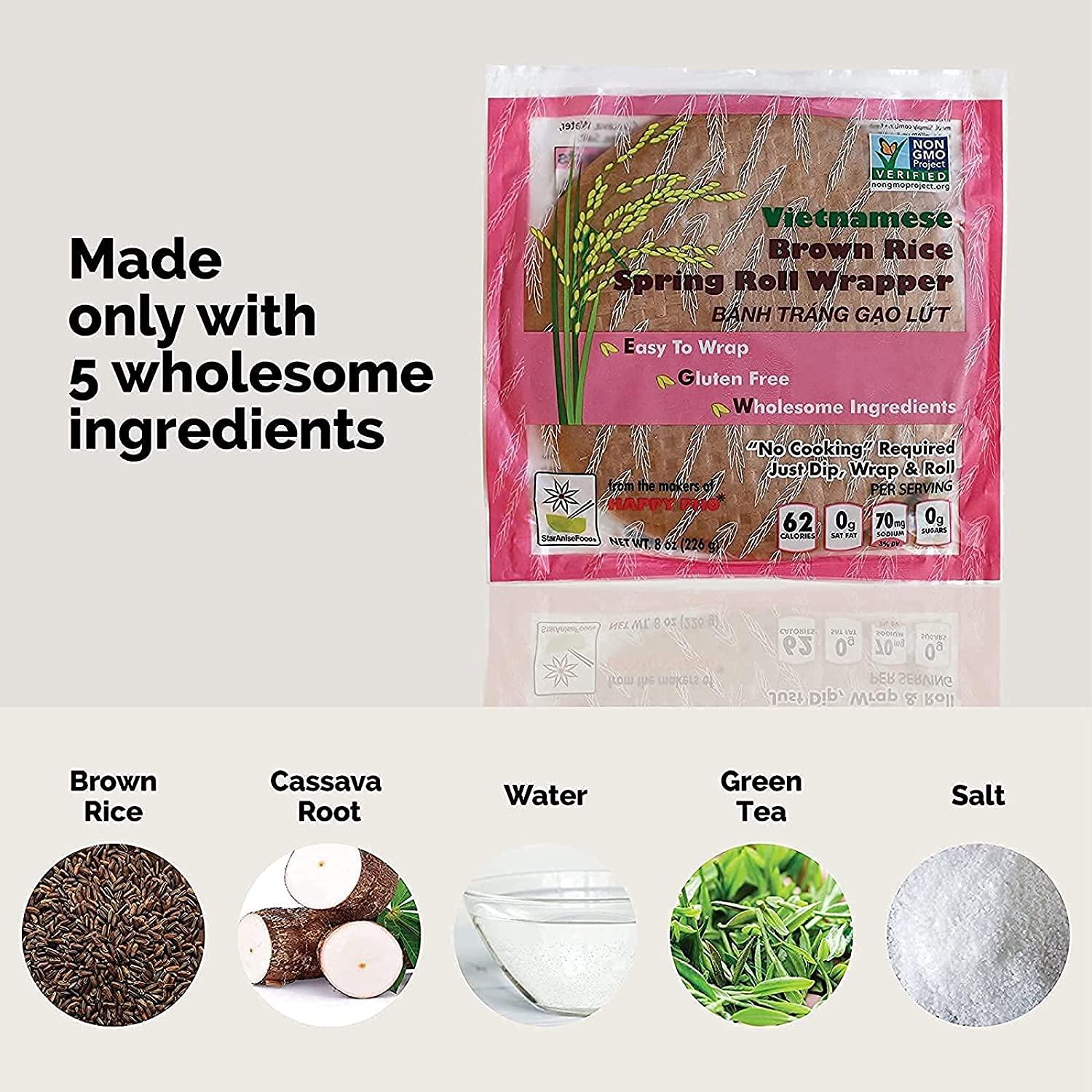 Star Anise Foods Gluten Free Rice Paper Wrappers for Spring Rolls, Egg ...