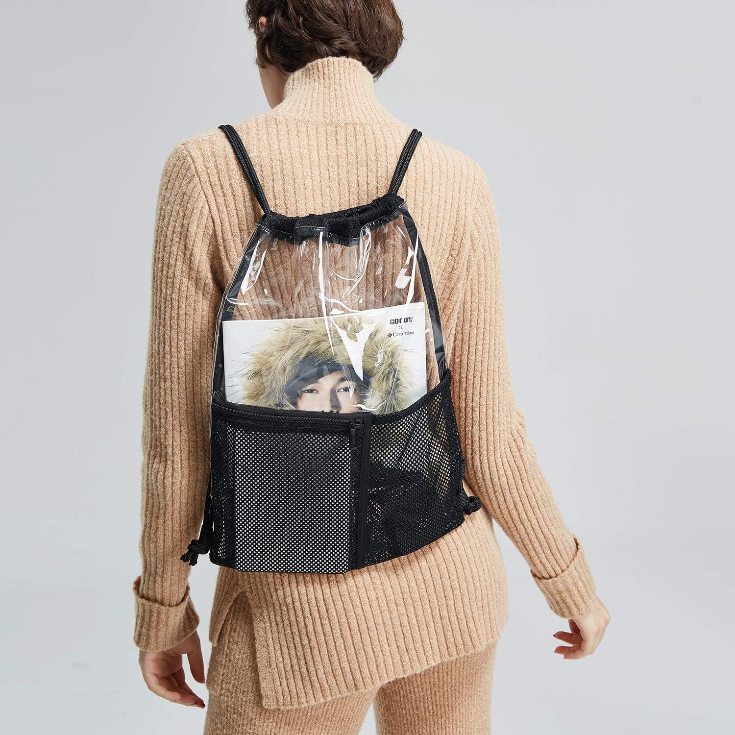 Yorssley Clear Drawstring Backpack string bag see through transparent stadium approved Gym | Buy ...