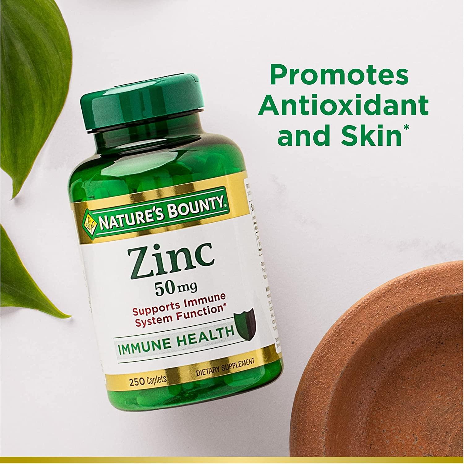 Nature's Bounty Zinc 50mg Caplets - 250 Count for Immune Support | Buy ...