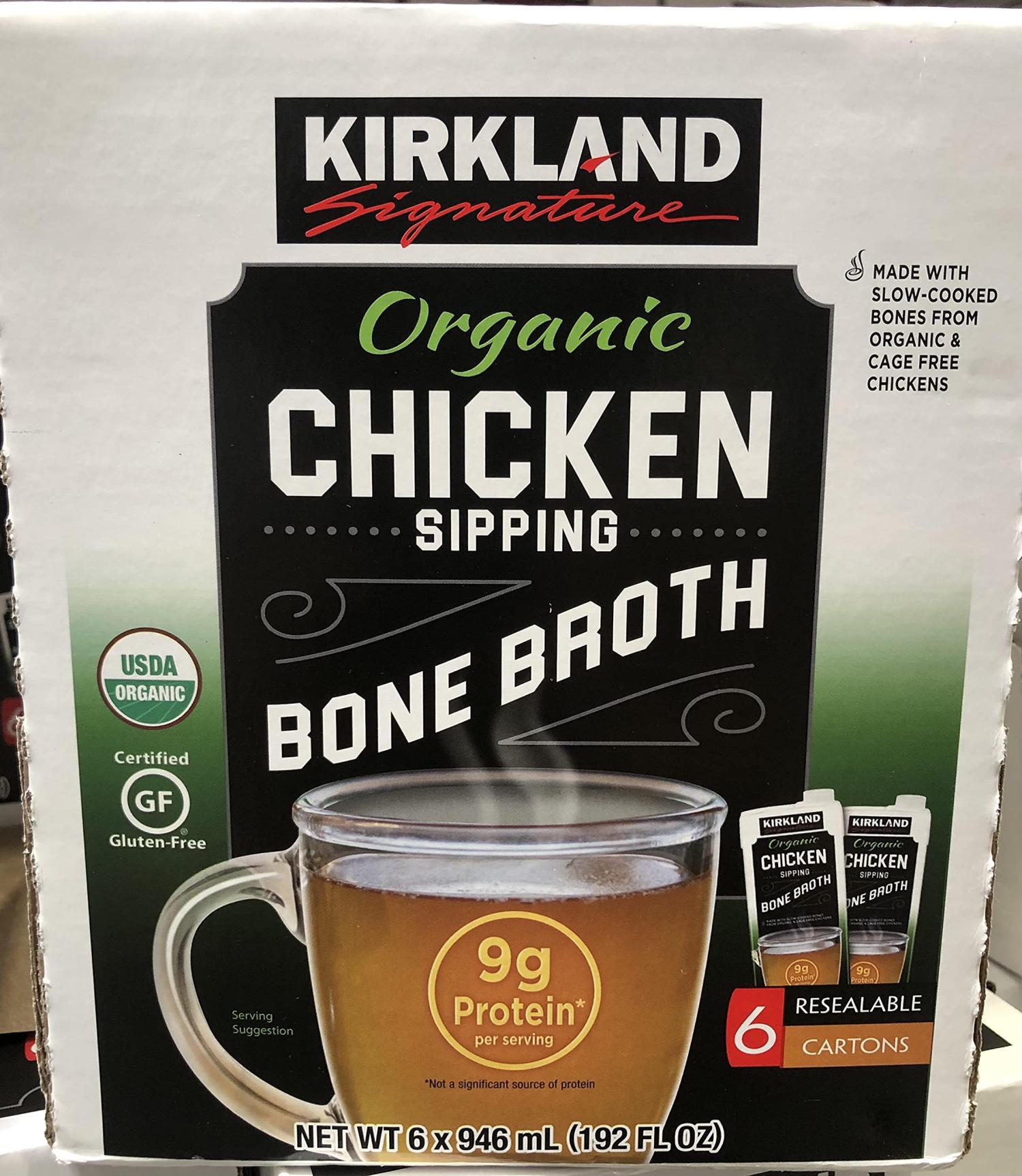 Kirkland Signature Organic Chicken Bone Broth 32 Fl Oz 6 Count ...