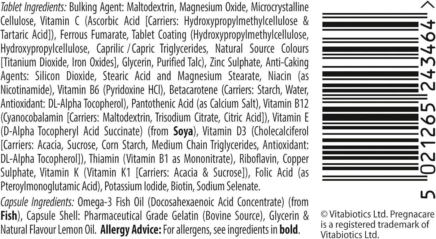 Pregnacare Multivitamin Plus Omega-3 - 60 Tablets | Vitabiotics | Buy ...