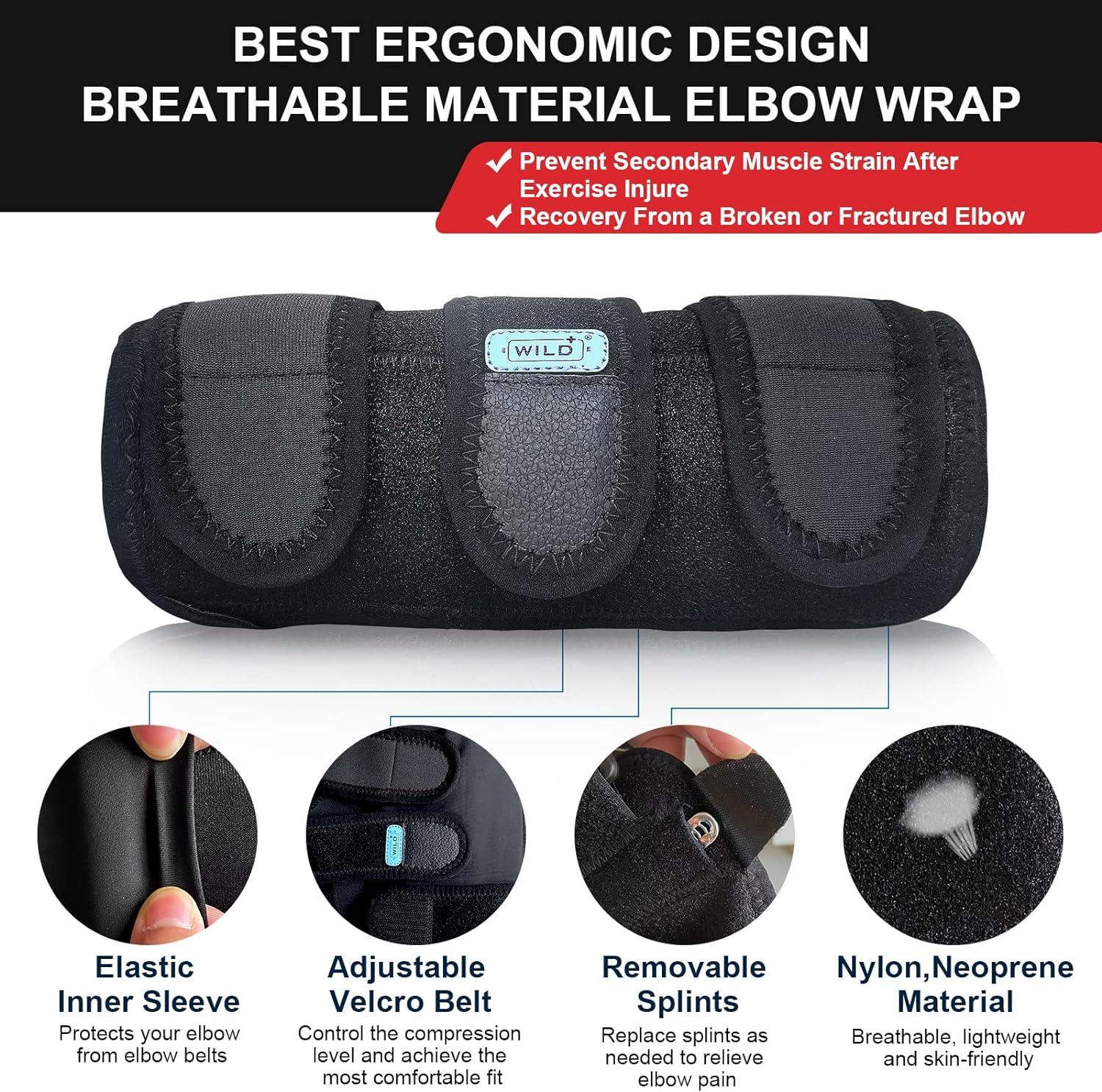WILD+ Adjustable Elbow Support Brace with 4 Removable Splints ...