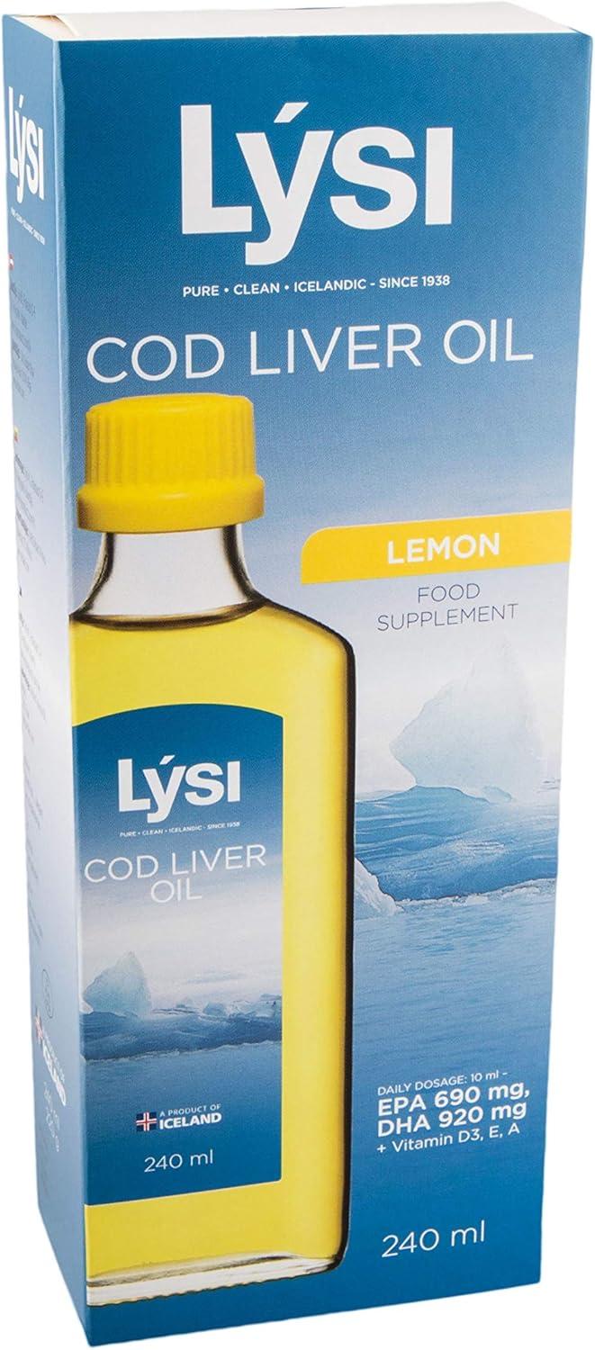 Lysi Icelandic Liver Oil with Vitamins A D & E - Lemon Flavor 240ml ...