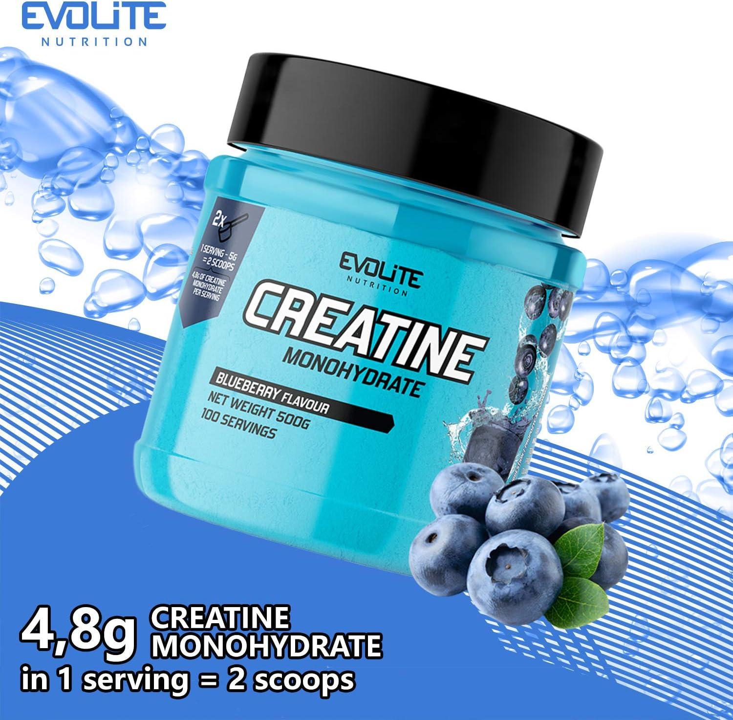 Evolite Nutrition Creatine Monohydrate 500g - Blueberry Flavor Creatine ...
