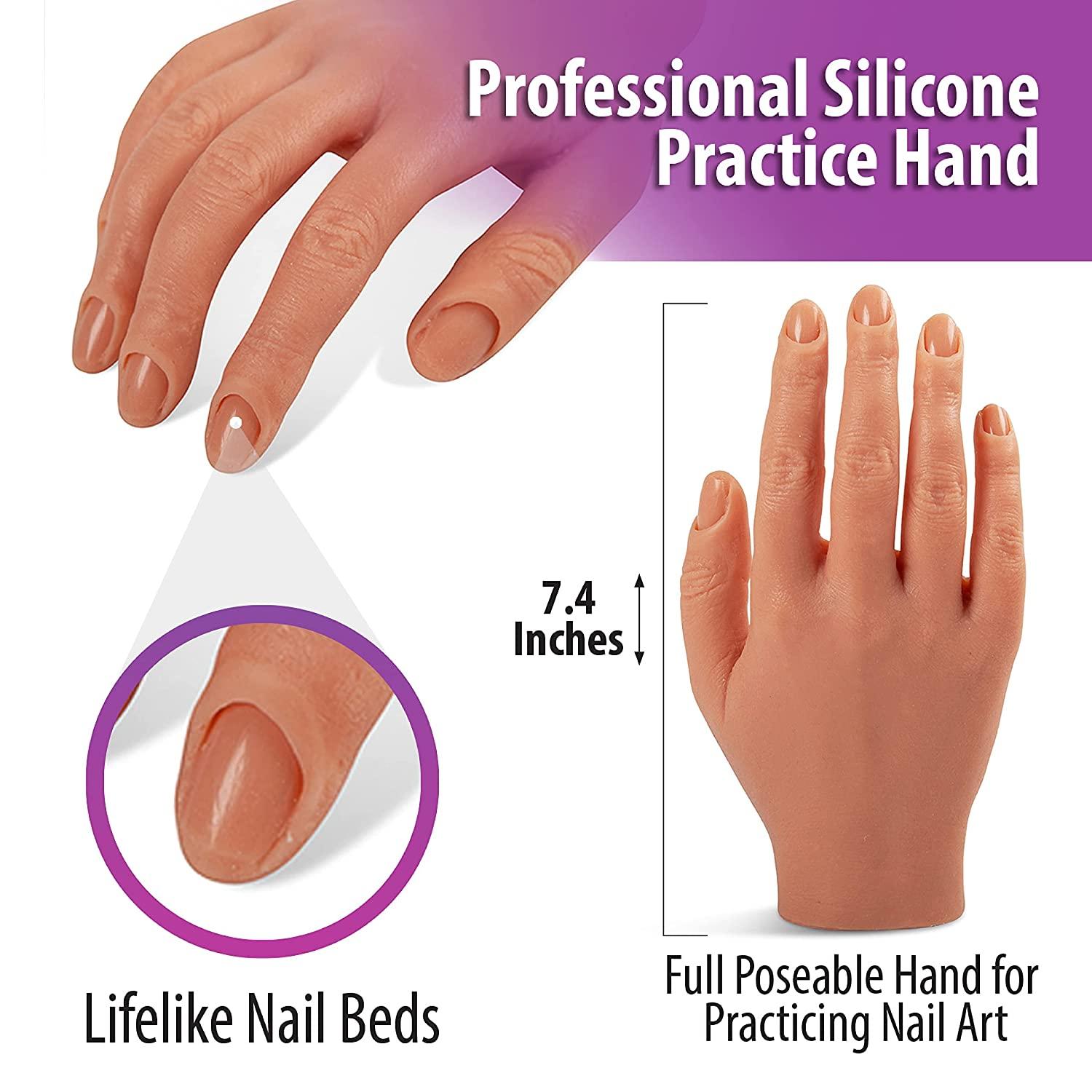Professional Silicone Practice Hand for Acrylic Nails - Nail Techs ...