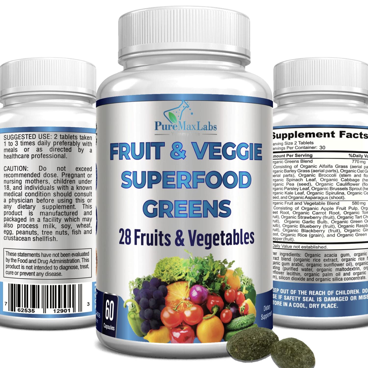 Fruit and Veggie Superfood Greens - 28 Fruits & Vegetables, Antioxidant ...