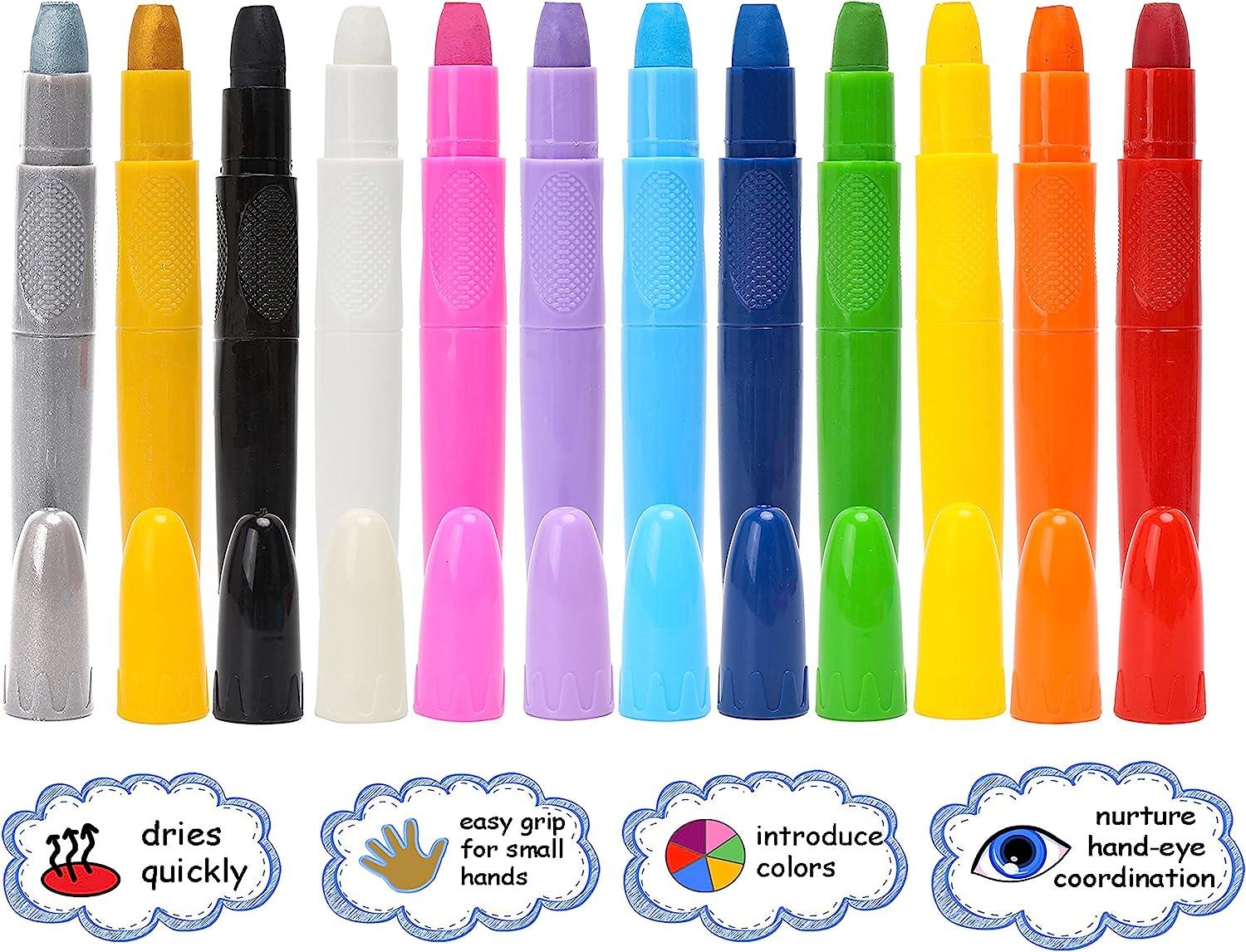 Mosaiz Face Painting Kit for Kids - 12 Colors Water Based Paint Sticks ...
