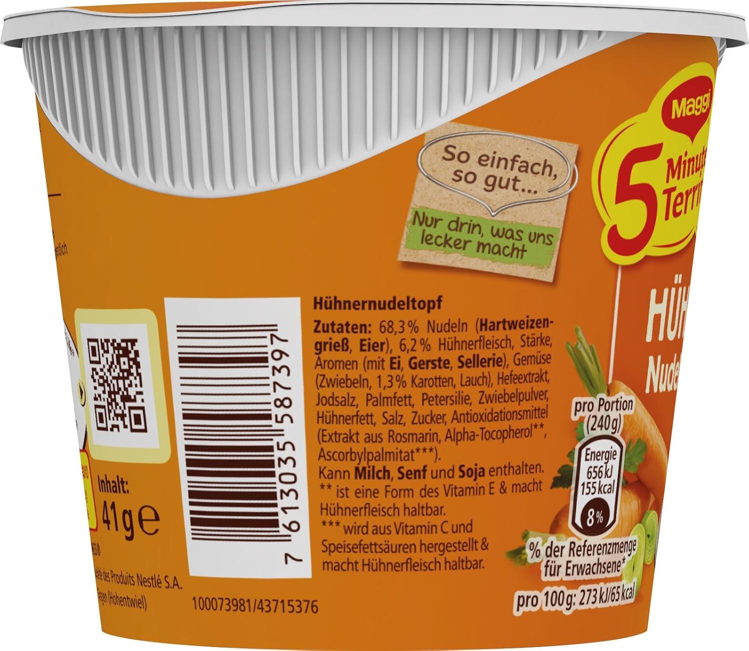 Buy Maggi 5 Minute Terrine Chicken Noodle Pot - 8 Pack (8 x 41g) | Fast ...