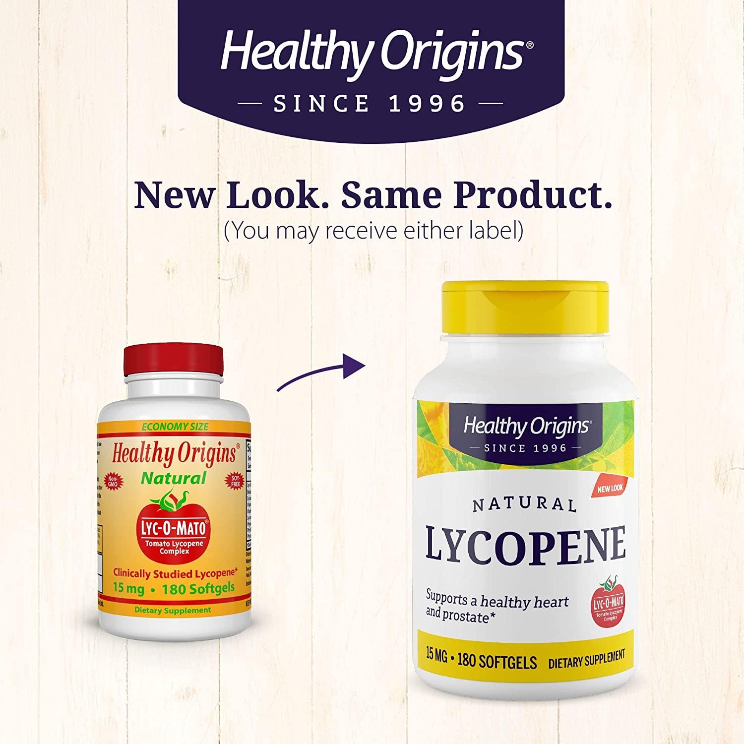 Healthy Origins LYC-O-Mato Lycopene 15mg - 180 Softgels | Non-GMO ...