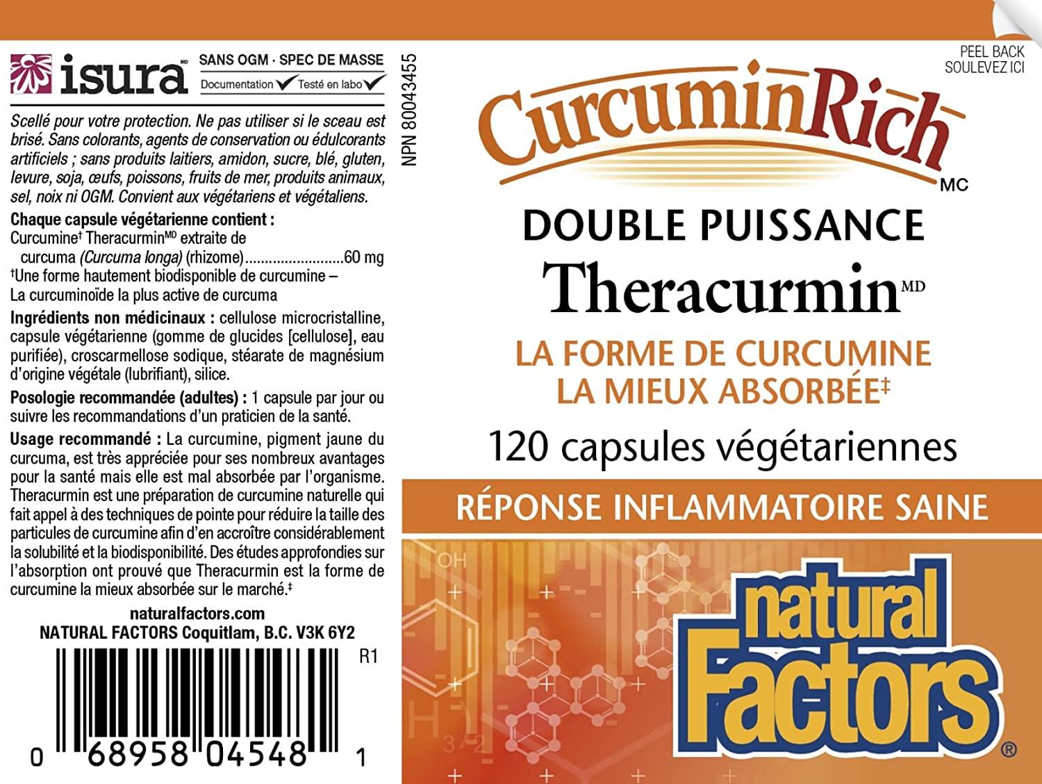 CurcuminRich Double Strength Theracurmin - 120 Vegetarian Capsules ...