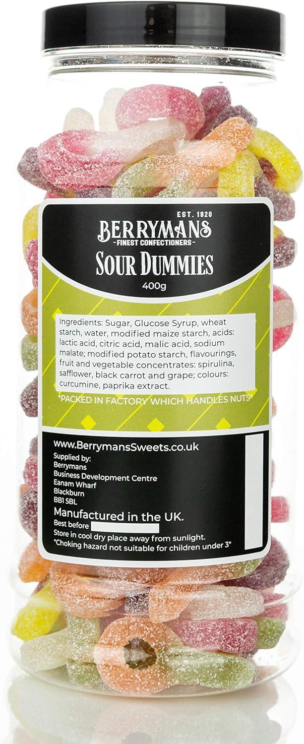 Original Sour Jelly Dummies Gummy Retro Sweets Gift Jar by Berrymans ...