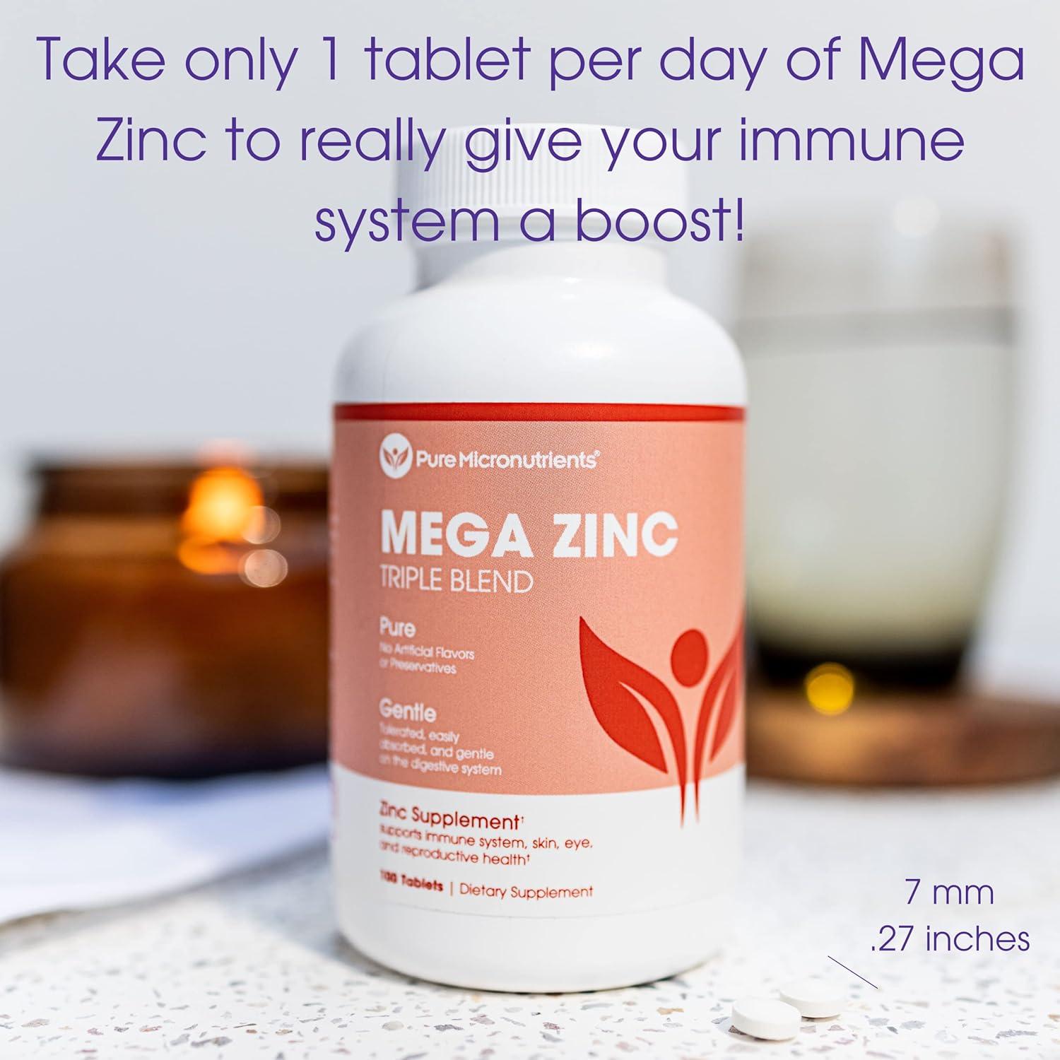 Mega Zinc Supplement 50mg - 3-in-1 Complex - 100 Tablets | Pure ...
