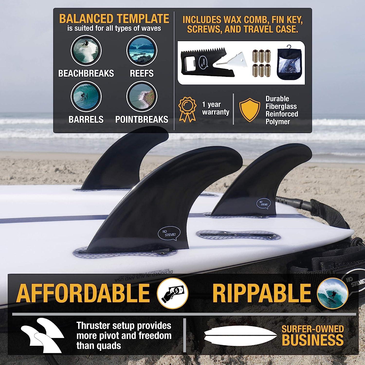 Ho Stevie! Fiberglass Reinforced Polymer Surfboard Fins - Thruster (3 ...