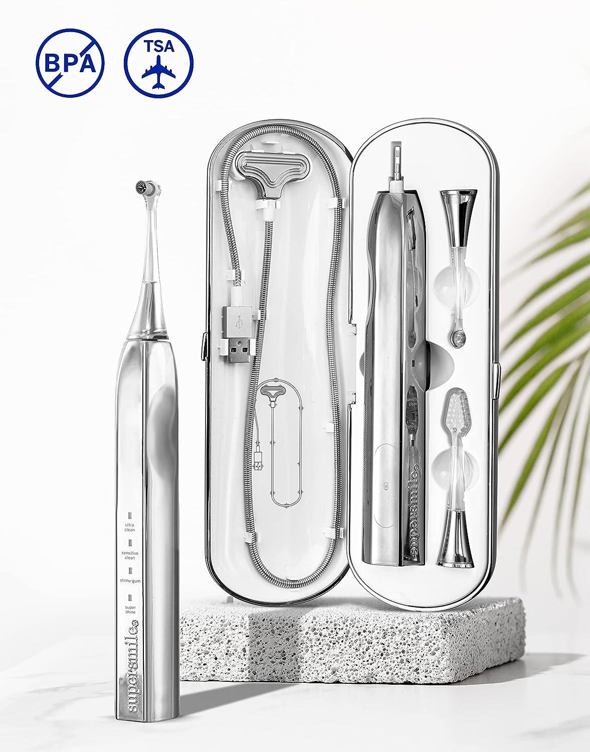 Supersmile Zina45 Deluxe Sonic Pulse Electric Toothbrush - Silver ...