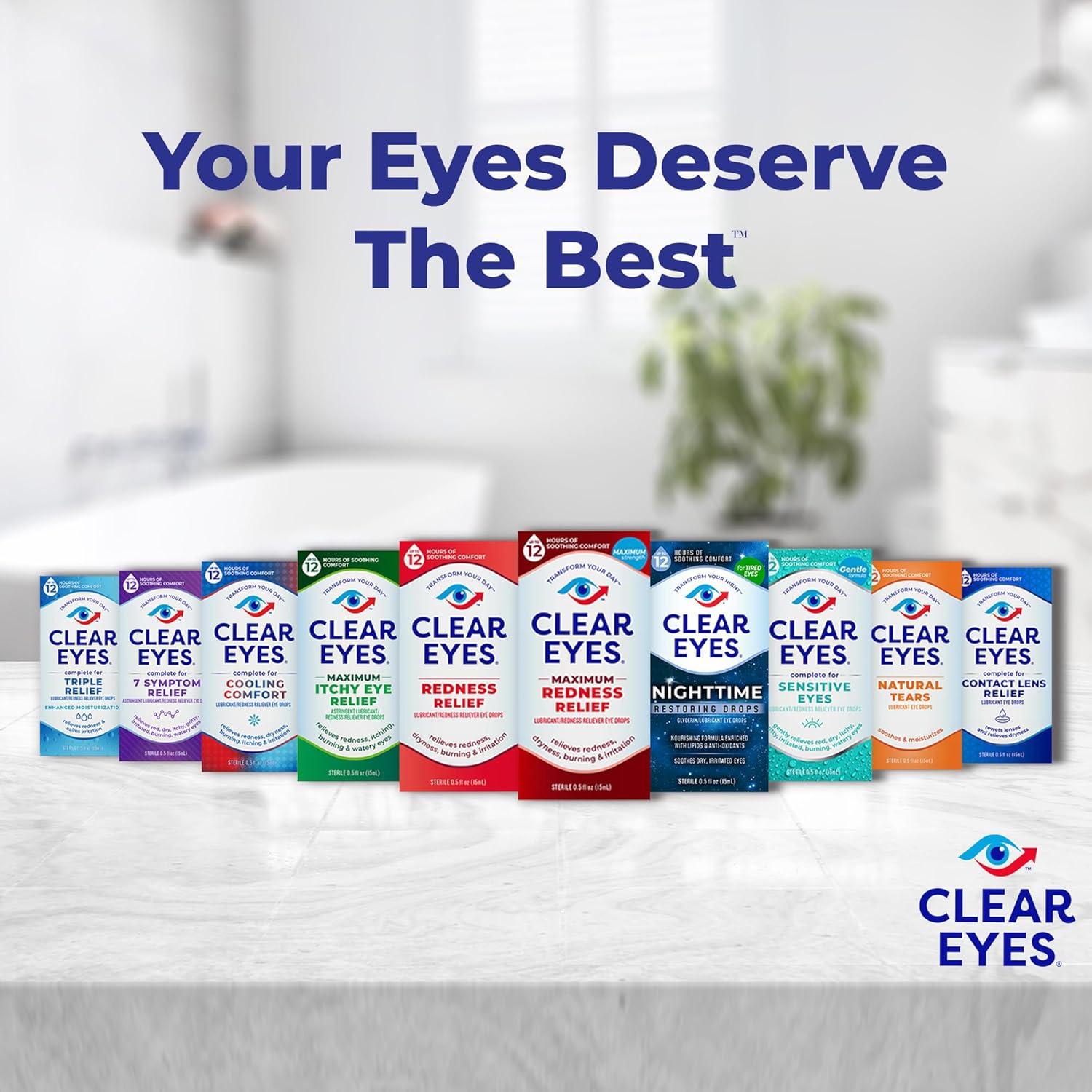 Clear Eyes Natural Tears Eye Drops 0.5 Fl Oz - Soothing Relief for Dry ...