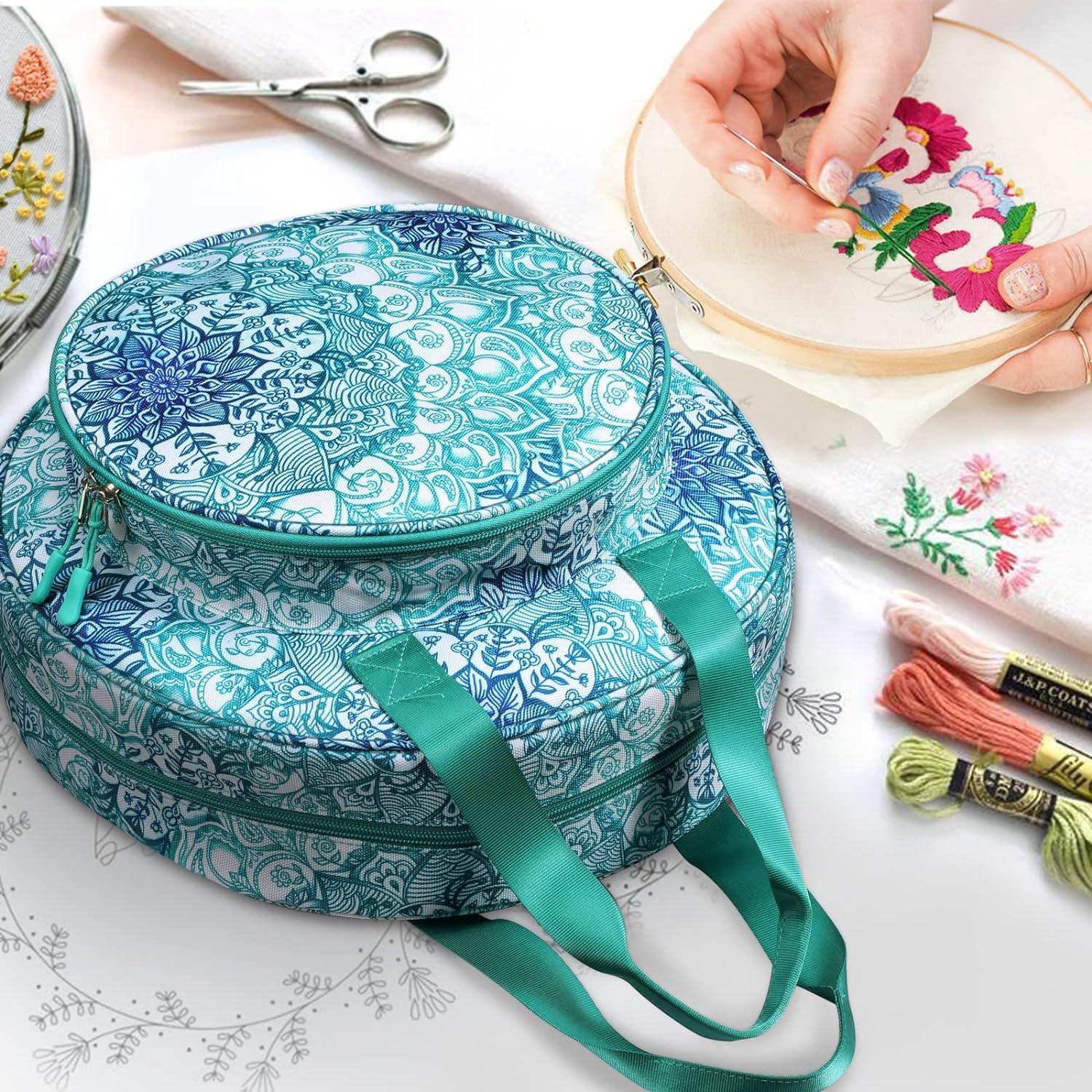 FINPAC Embroidery Project Bag - Storage Tote for Supplies, Floss, Hoops ...