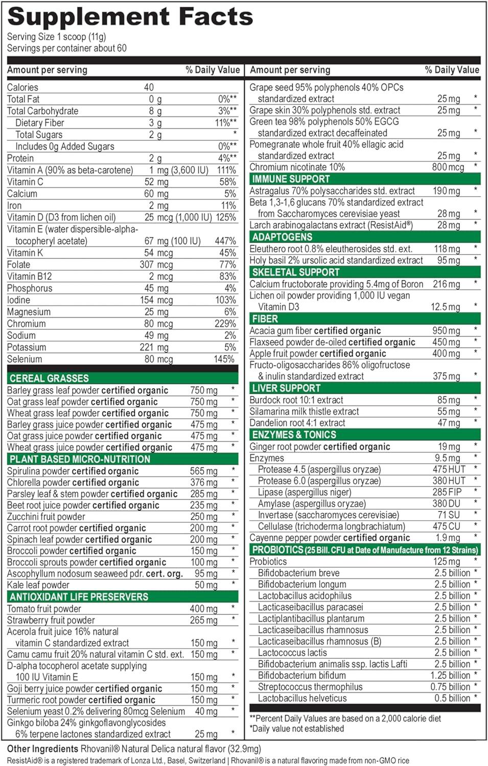 Vibrant Health Green Vibrance Superfood Powder - 60 Day Supply - Super ...