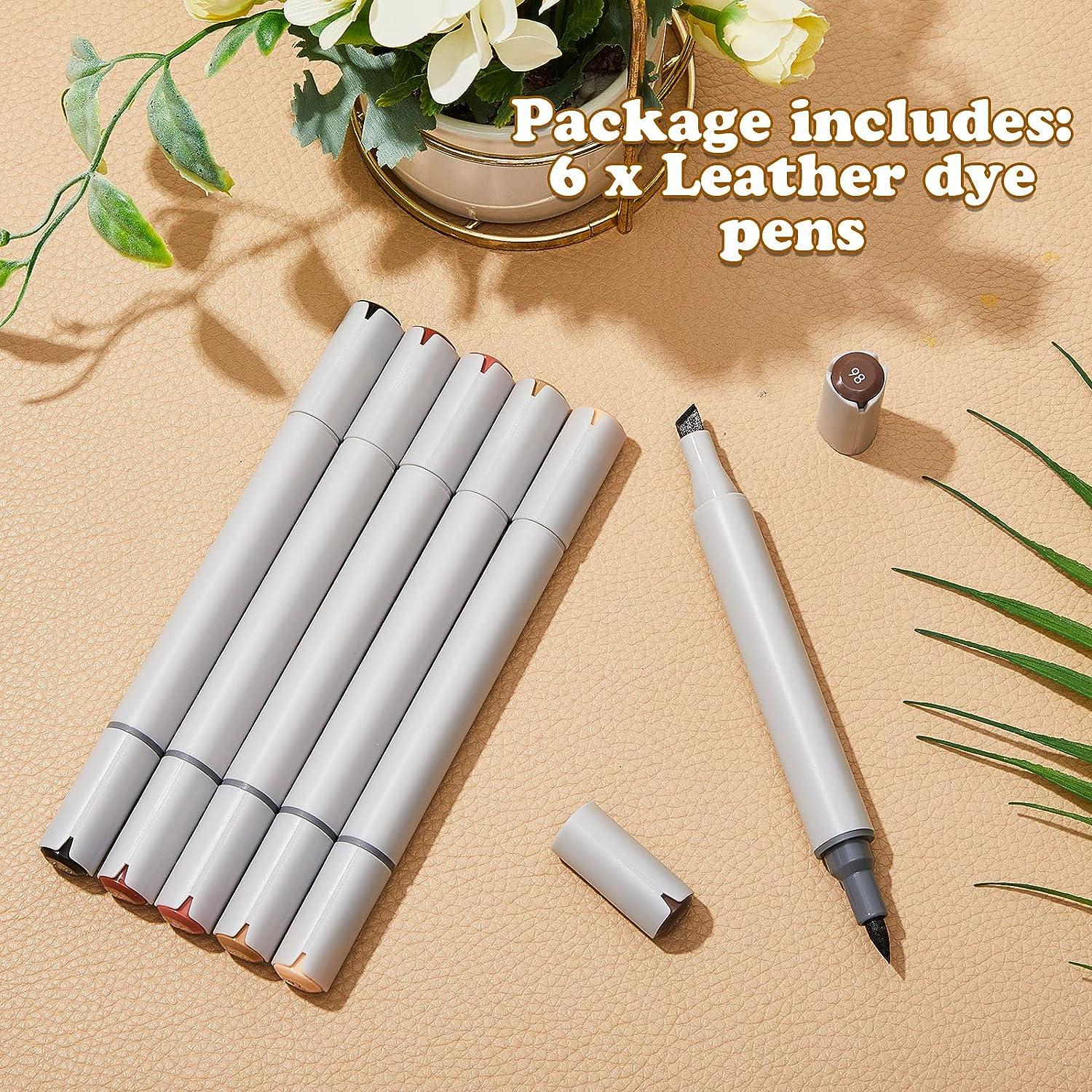 6 Pack Dual Tip Leather Dye Marker Pens for Furniture & Shoe Repair - 6 ...