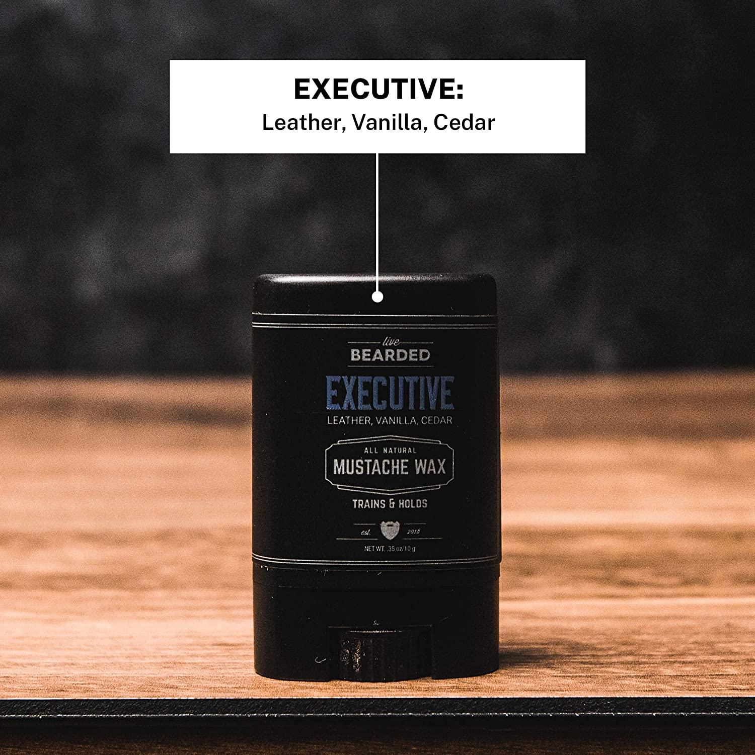 Live Bearded Mustache Wax - Executive 0.35 Oz - Medium Hold - All-Natural Ingredients - Made in ...
