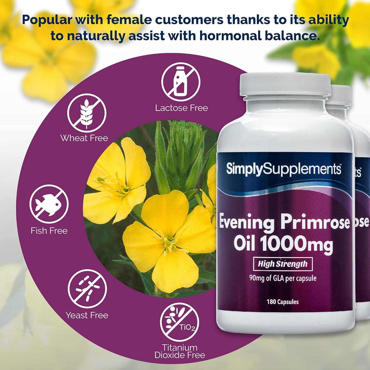 Evening Primrose Oil 1000mg | 360 Capsules | UK Made for Quality | Buy ...