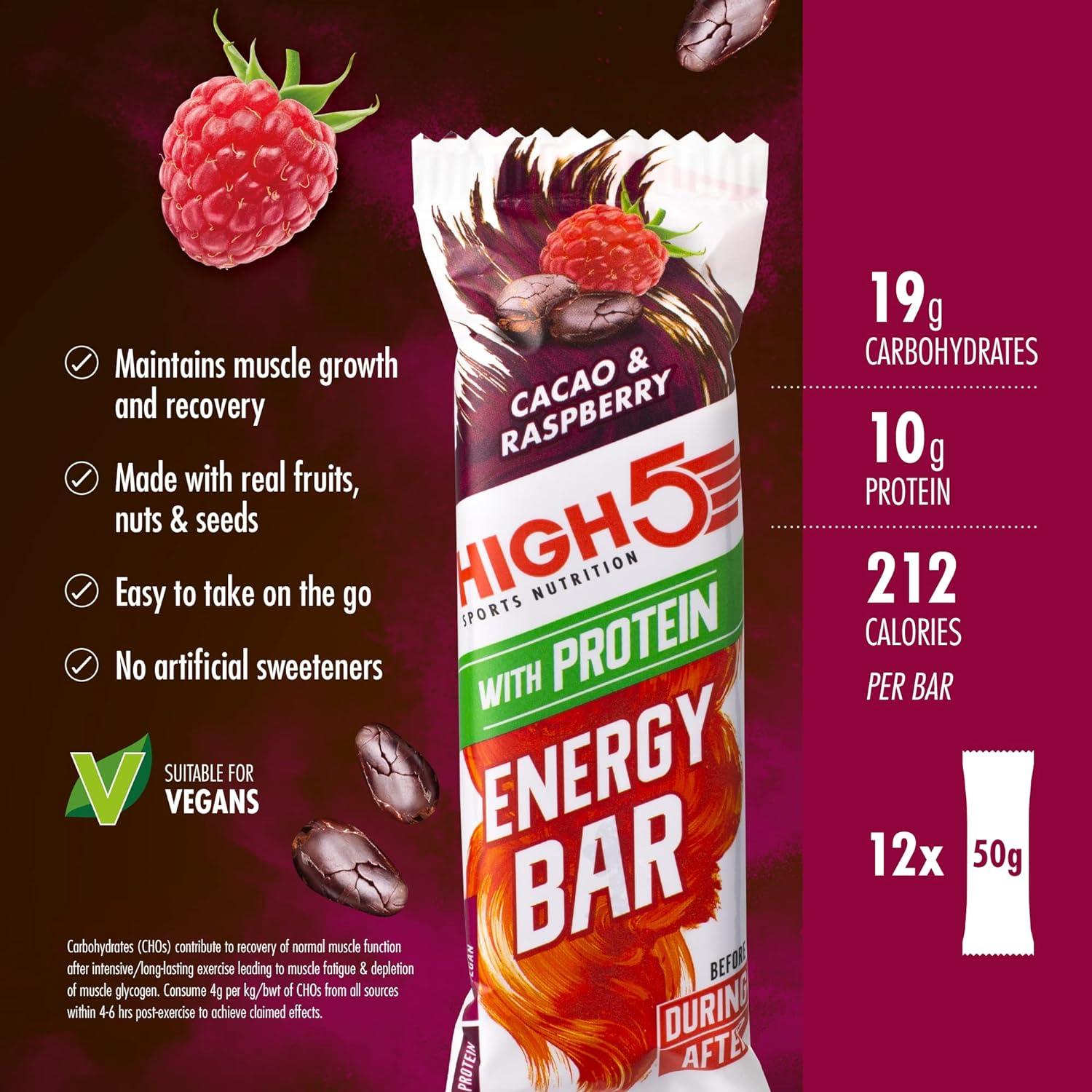 High5 Energy Bar with Protein Cacao & Raspberry 12 x 50g - Fuel Your ...