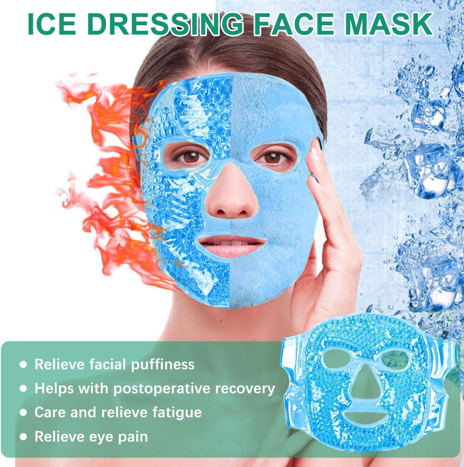 Cooling Face Mask Set with Hot and Cold Gel Packs Reusable Ice Face ...