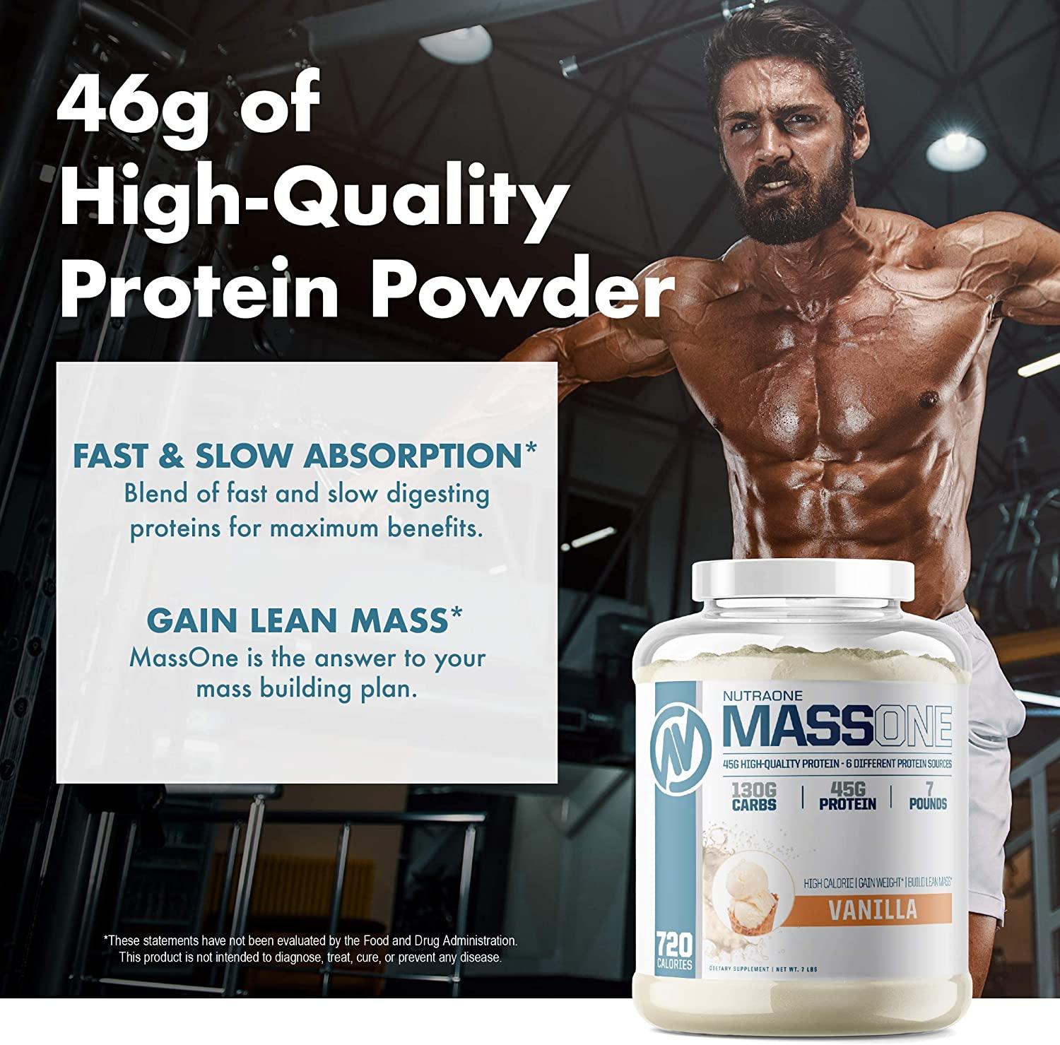 NutraOne Massone Mass Gainer Protein Powder - Vanilla, 7 lbs | Gain ...