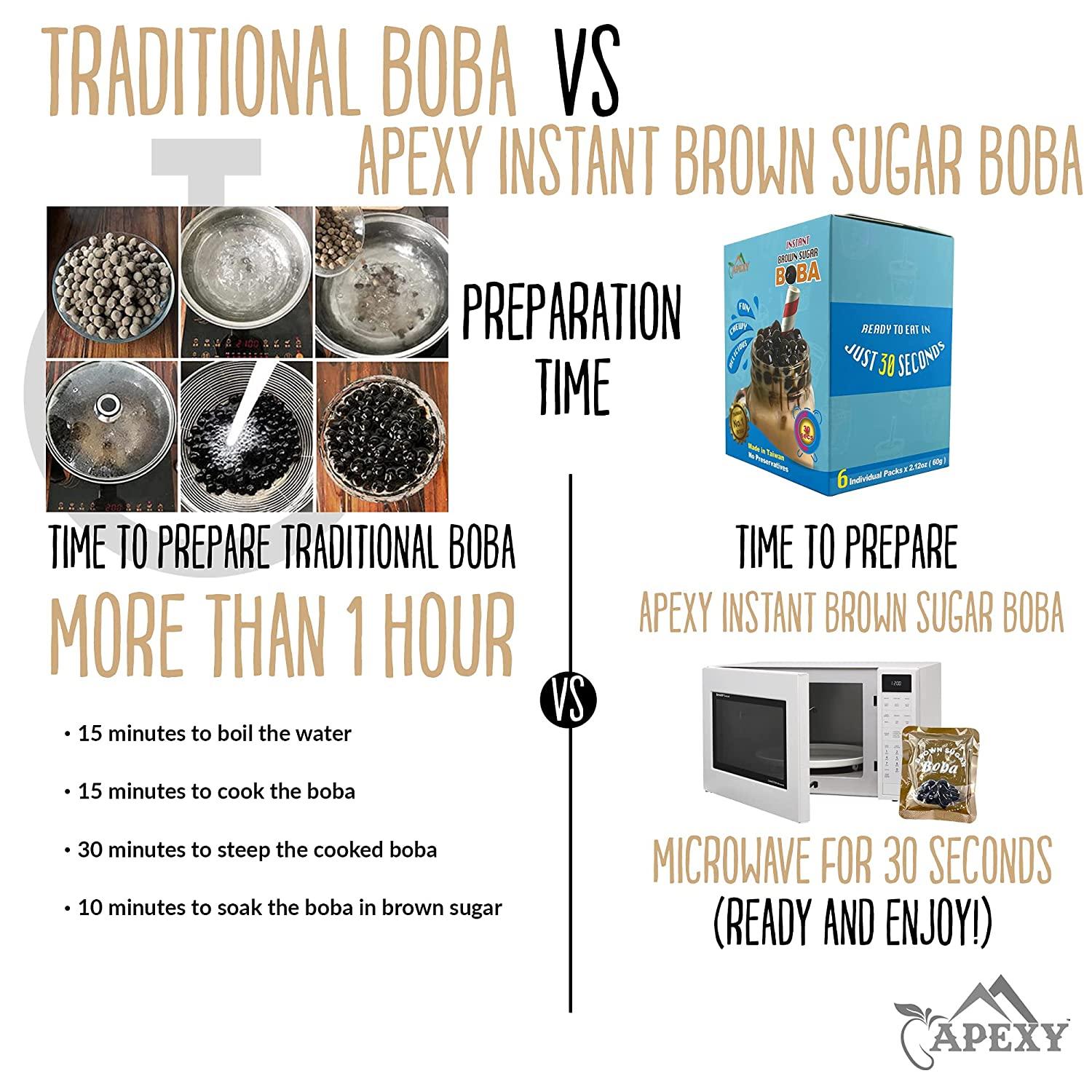 APEXY Instant Boba Pearls Ready in 30 Seconds Brown Sugar Tapioca ...