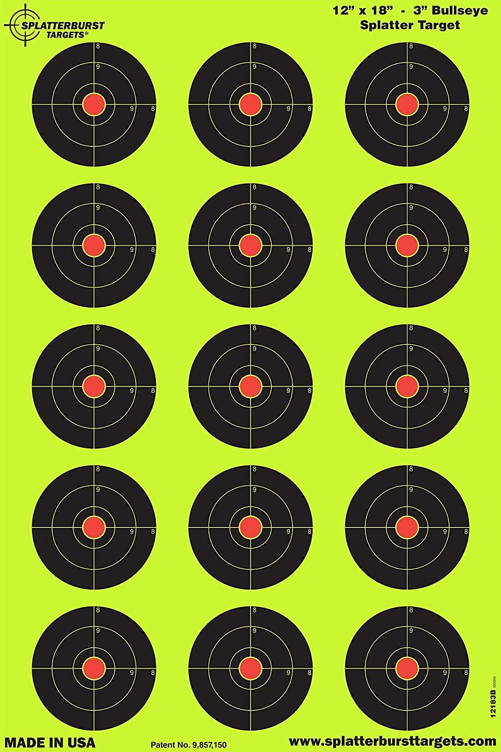 12x18 Inch Splatterburst Targets - 3 Bullseye - Bright Fluorescent ...