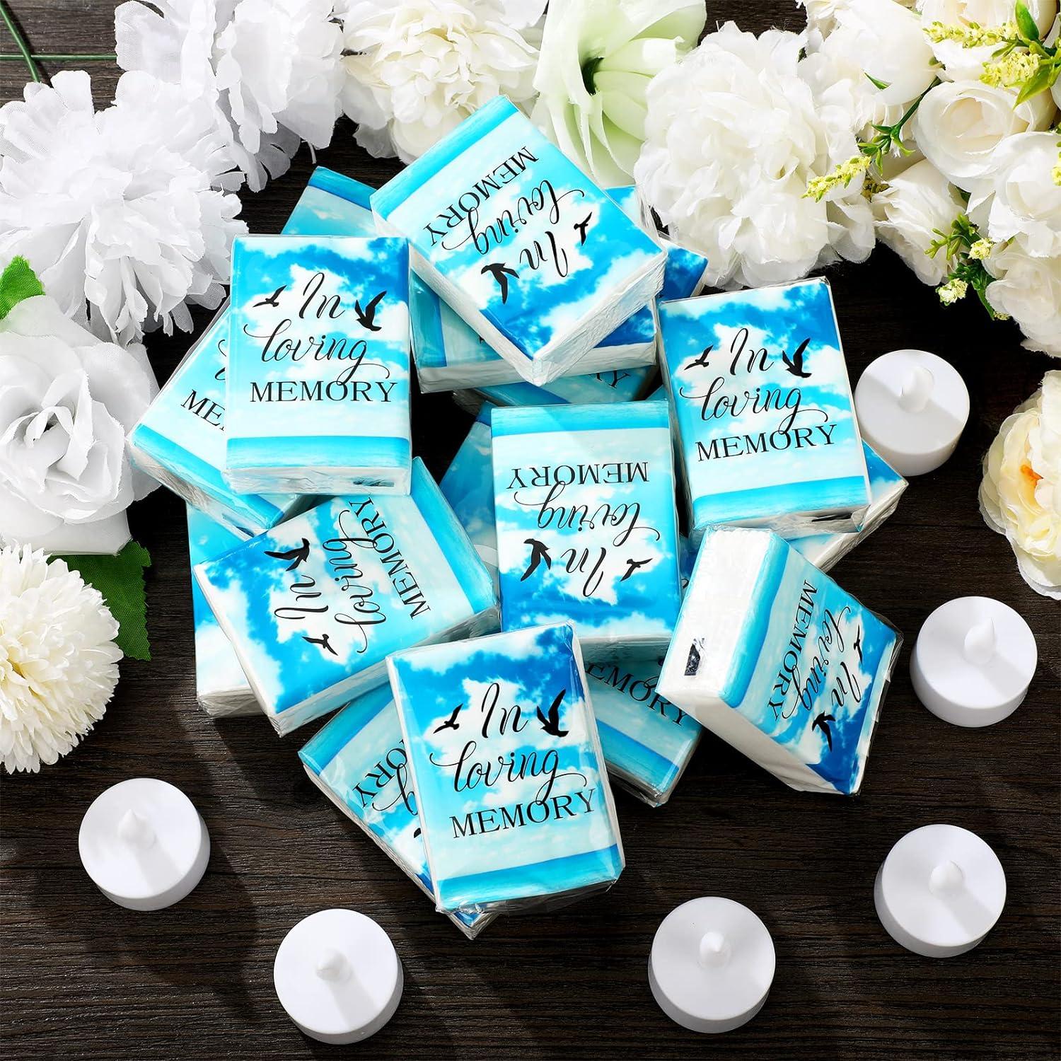 In Loving Memory Funeral Pocket Tissues - 100 Pack | Mini Memorial ...