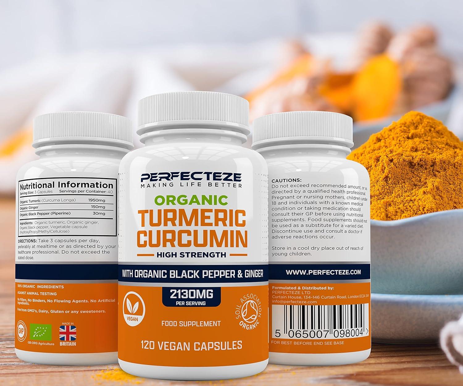 Organic Turmeric Curcumin High Strength with Black Pepper & Ginger ...