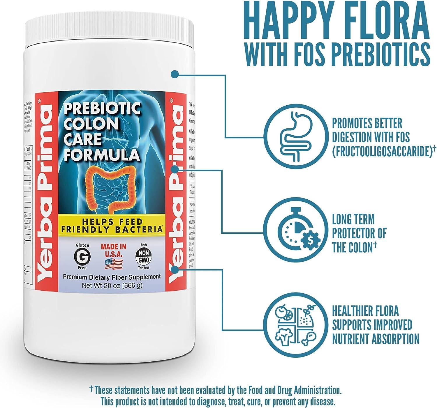 Yerba Prima Prebiotic Colon Care Formula 20 oz Powder with FOS ...