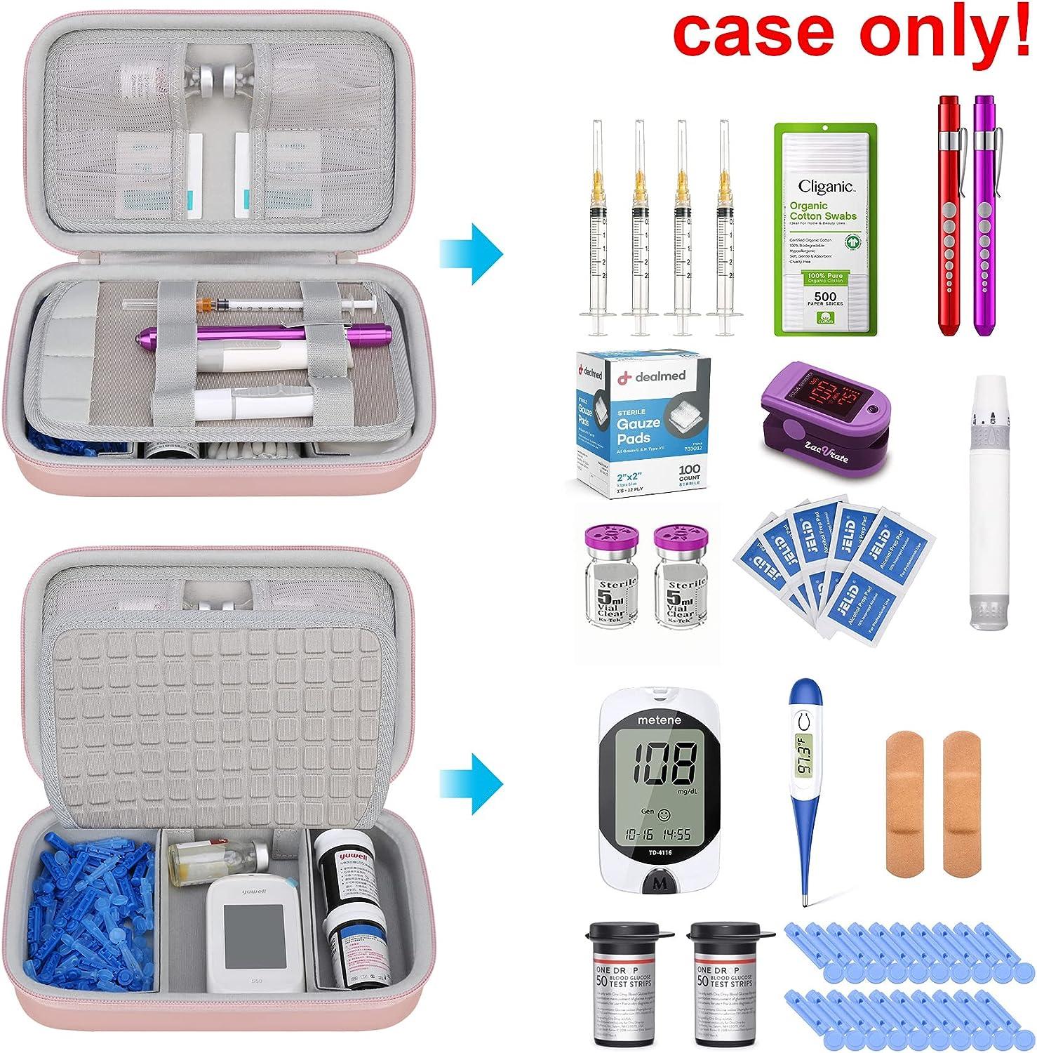Elonbo Diabetic Supplies Travel Case - Portable Storage Bag for Glucose ...