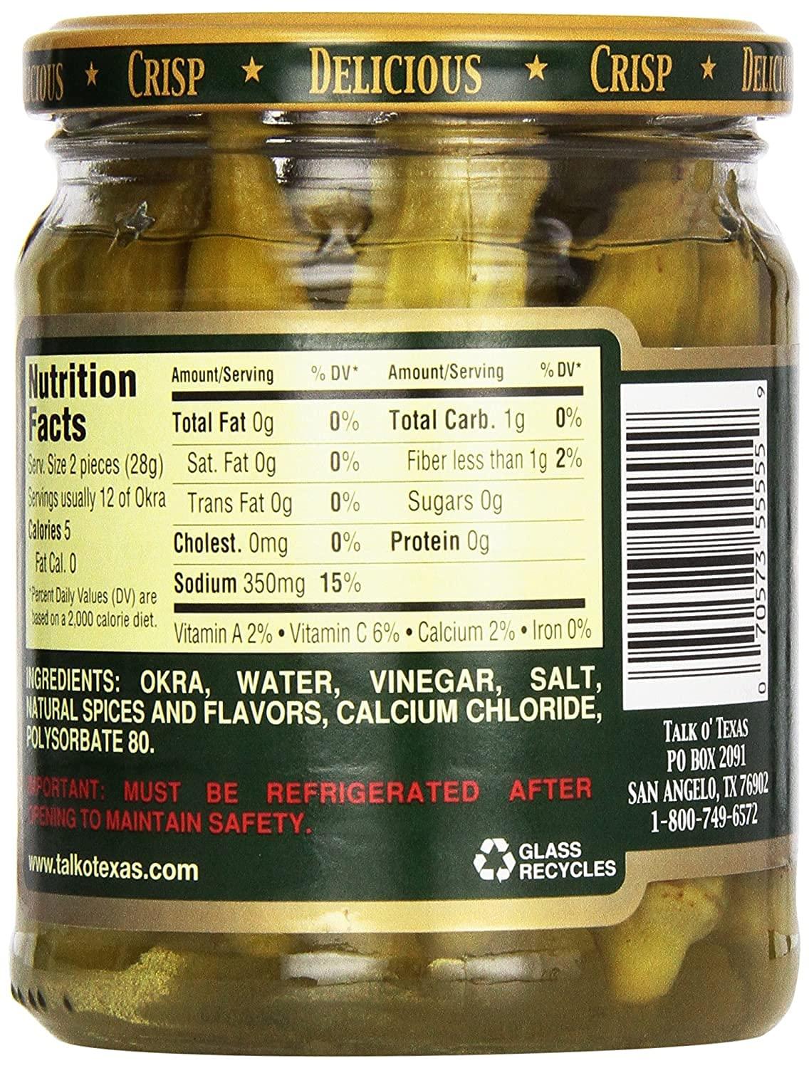 Talk O Texas Hot Okra Pickles 16 oz - Pack of 2 | Spicy 16 Fl Oz | Buy ...