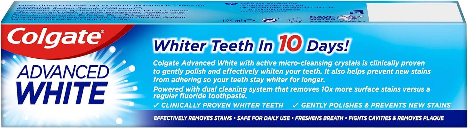 Colgate Advanced White Toothpaste 125ml - Dentist Approved Whitening ...