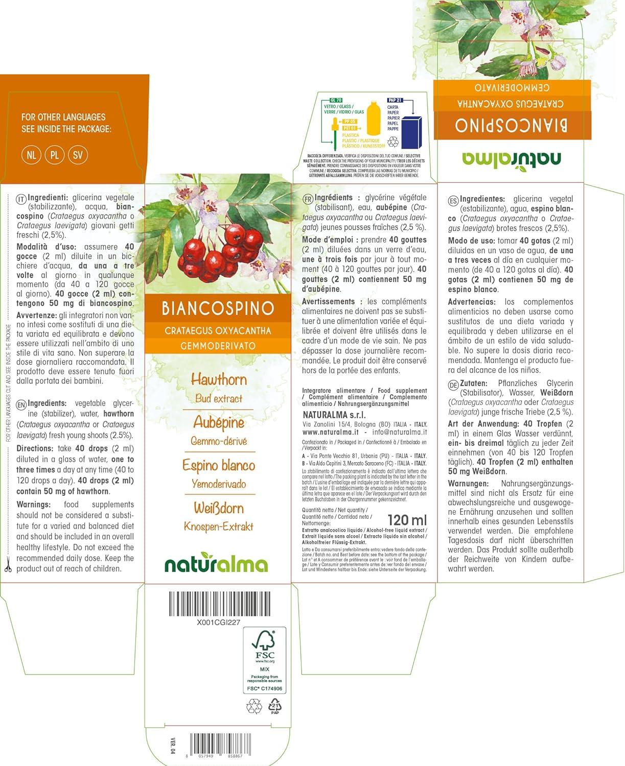 Hawthorn Bud Extract Alcohol-Free 120ml | Naturalma Liquid Drops ...