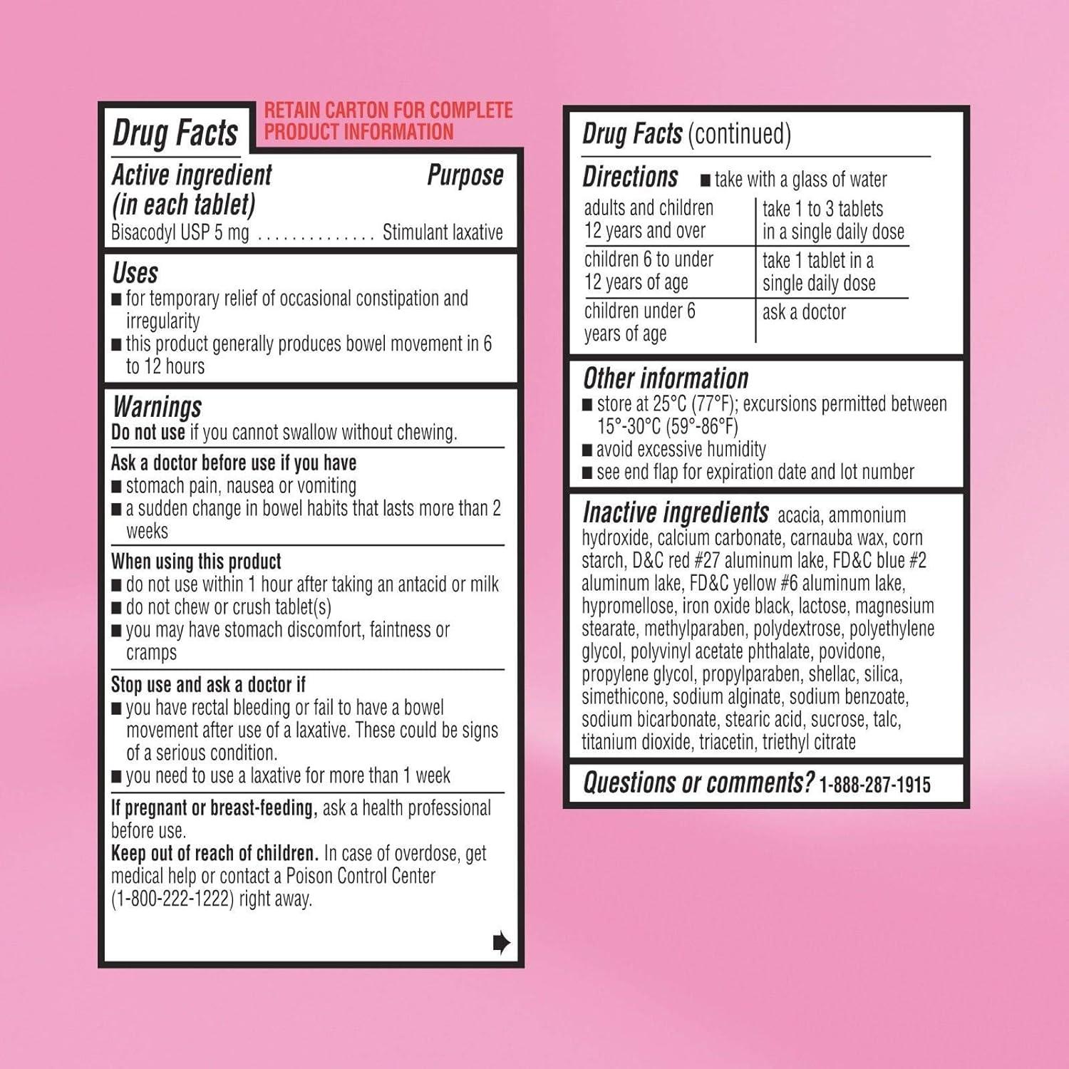 Equate Women's Laxative Bisacodyl USP 5mg - Fast-Acting Relief for ...