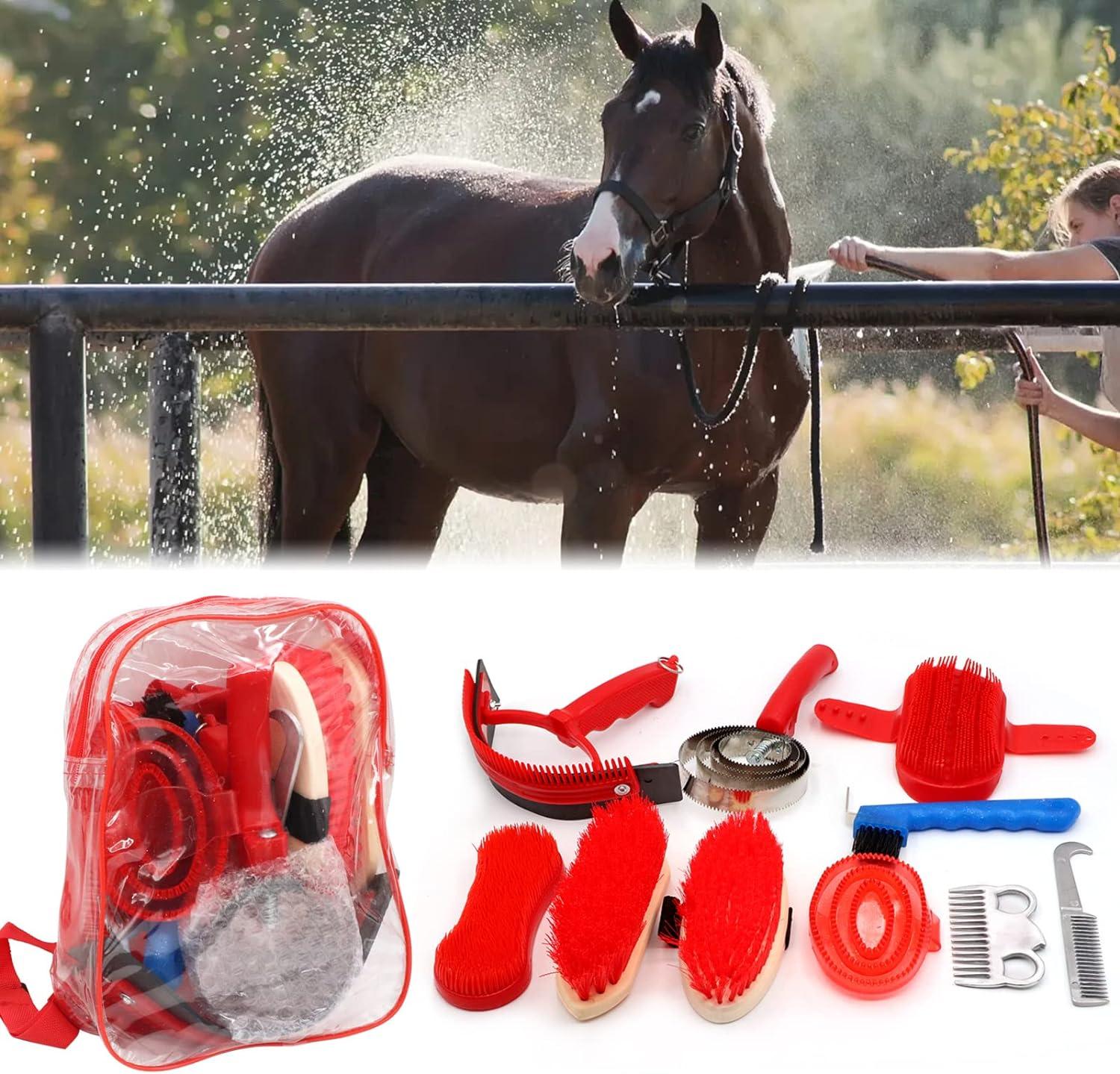 BREUAILY Horse Grooming Kit 10pcs Professional Horse Soft Massage Brush ...