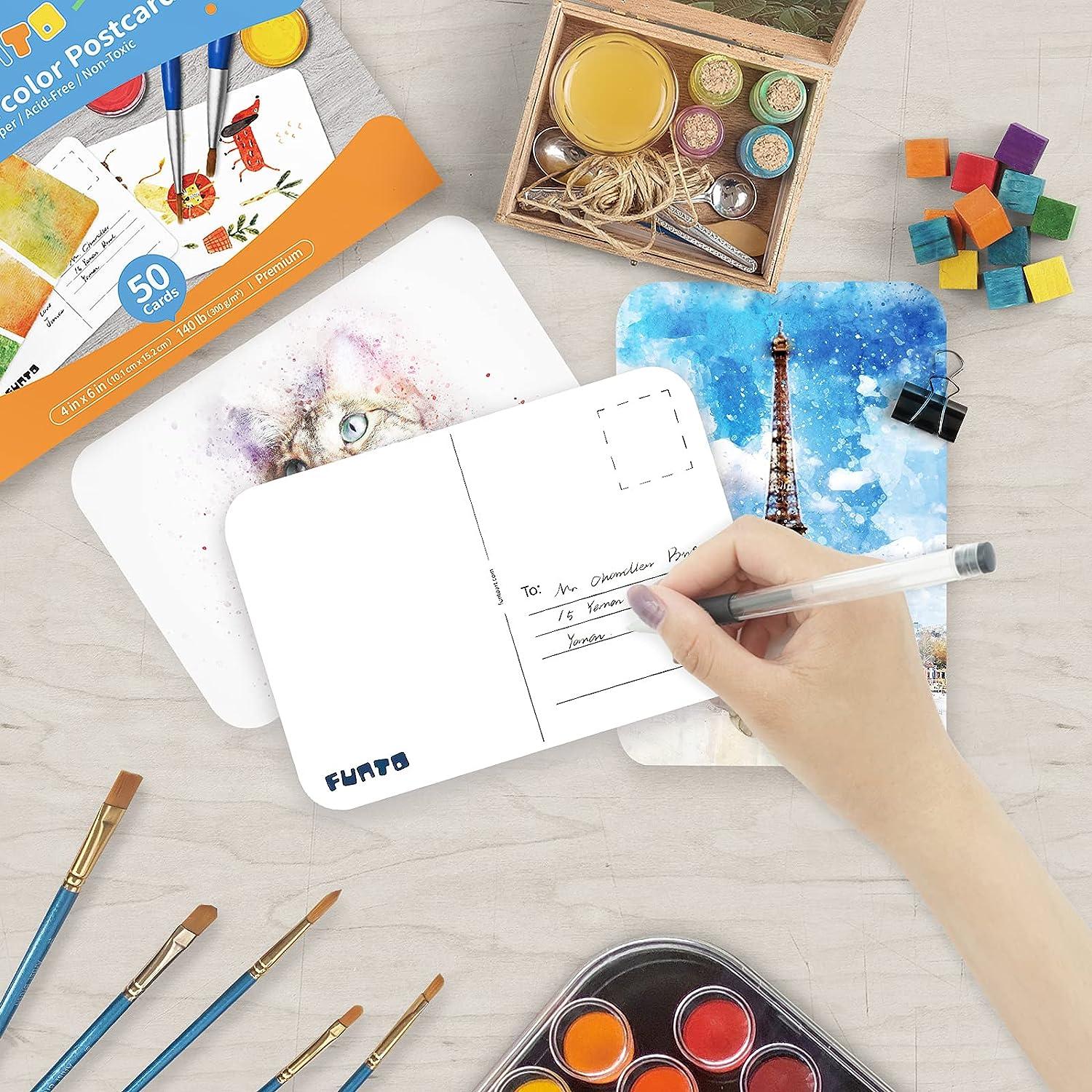 Funto Blank Watercolor Paper Postcards - 50 Cards 4x6 140lb/300gsm ...