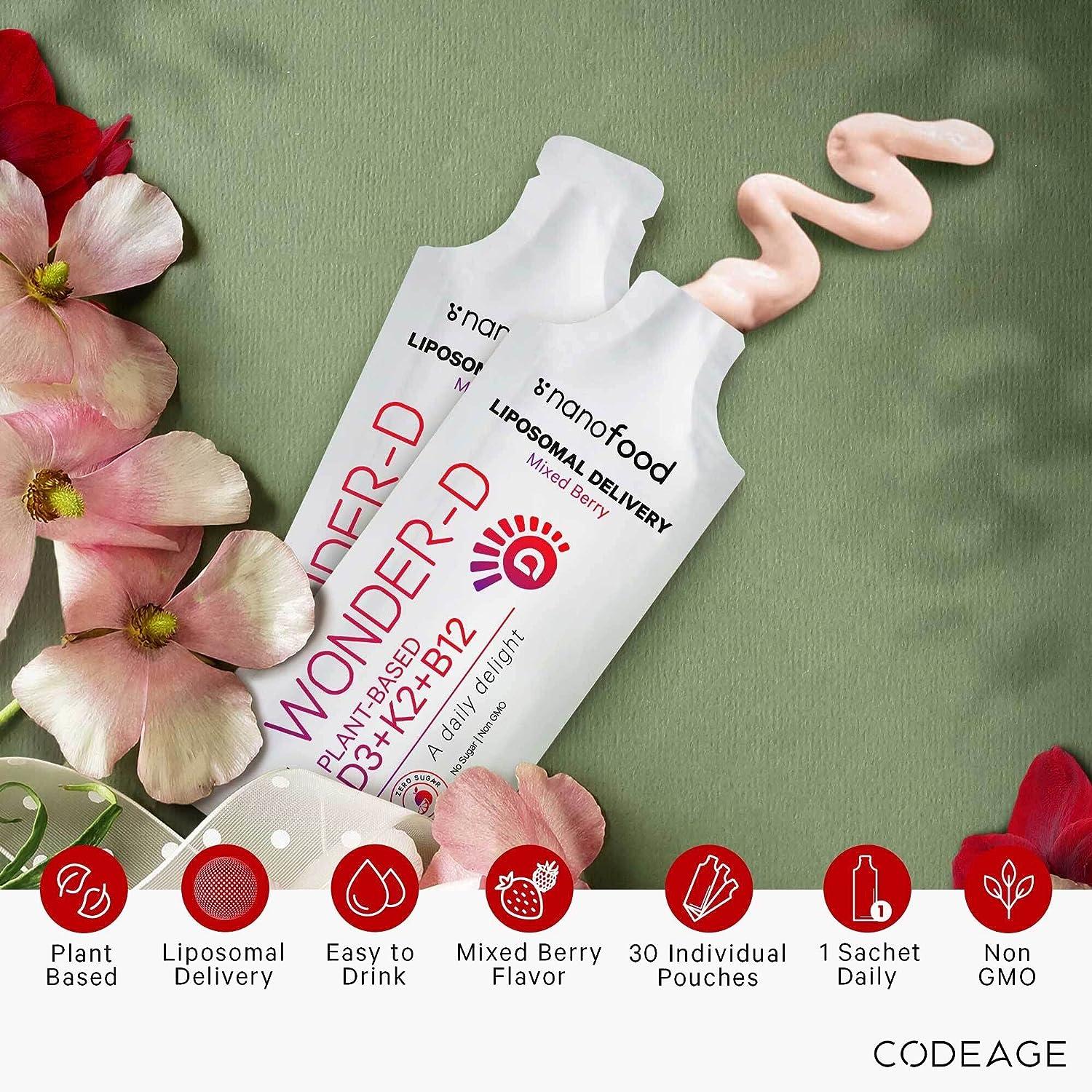 Codeage Liposomal Vitamin D3 Liquid Supplement Sachet - Vegan ...