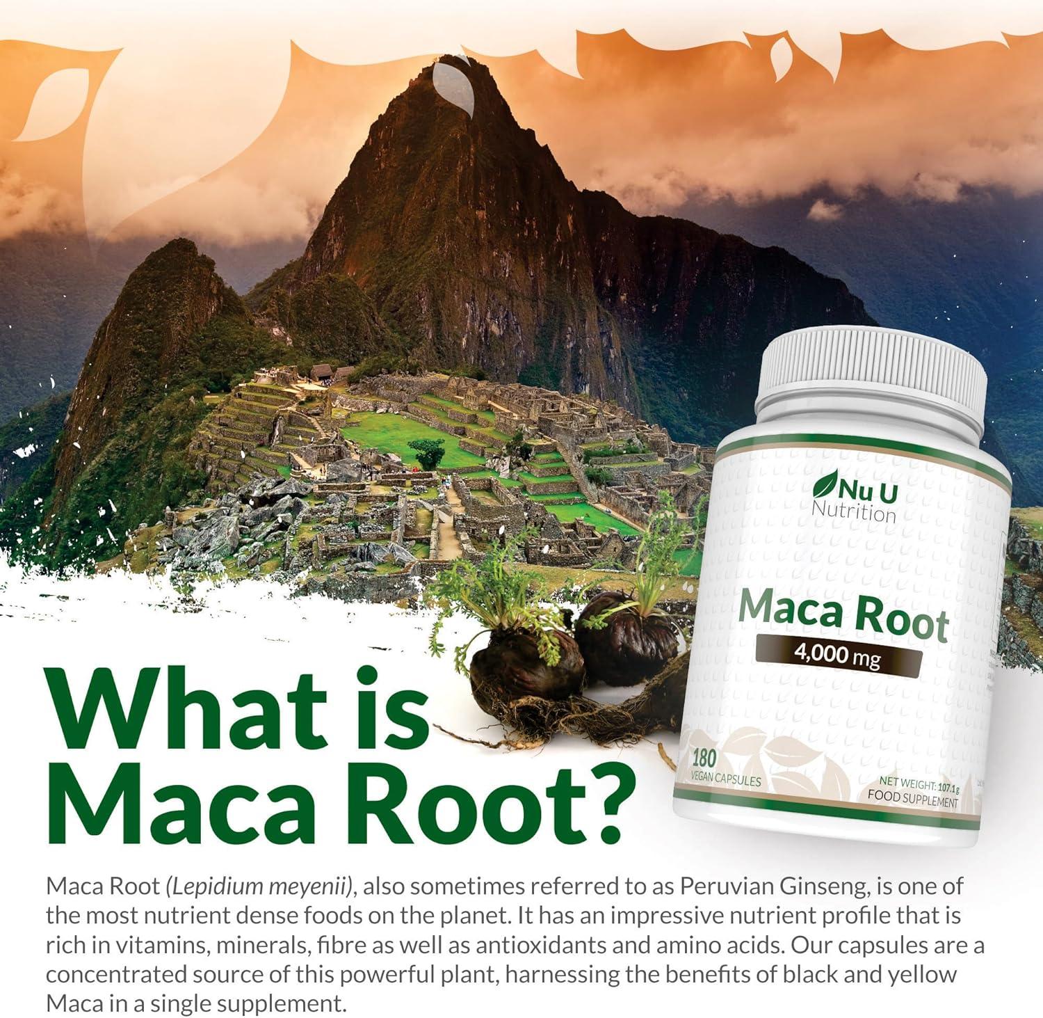 Maca Root Capsules 4000mg - 180 Vegan Capsules | High Strength Peruvian ...